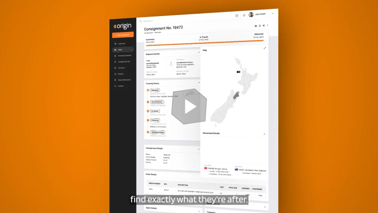 Logistics Customer Portal Software - Orign by Sandfield on Vimeo