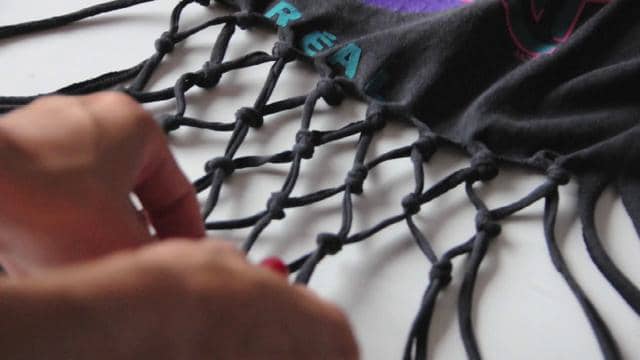 DIY fringe / fishnet tank tee top - DIY FASHION TUTORIAL by Boat People ...