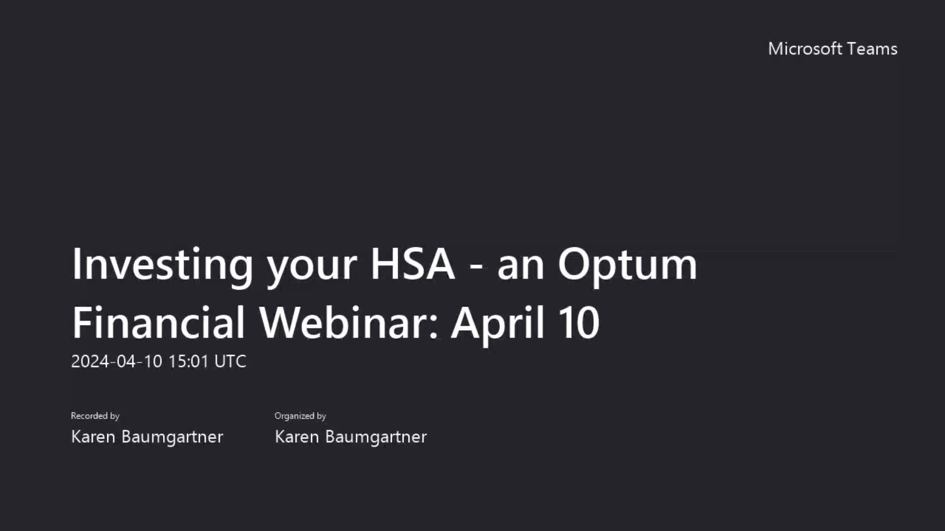 Investing your HSA - an Optum Financial Webinar - April 10 2024 on Vimeo