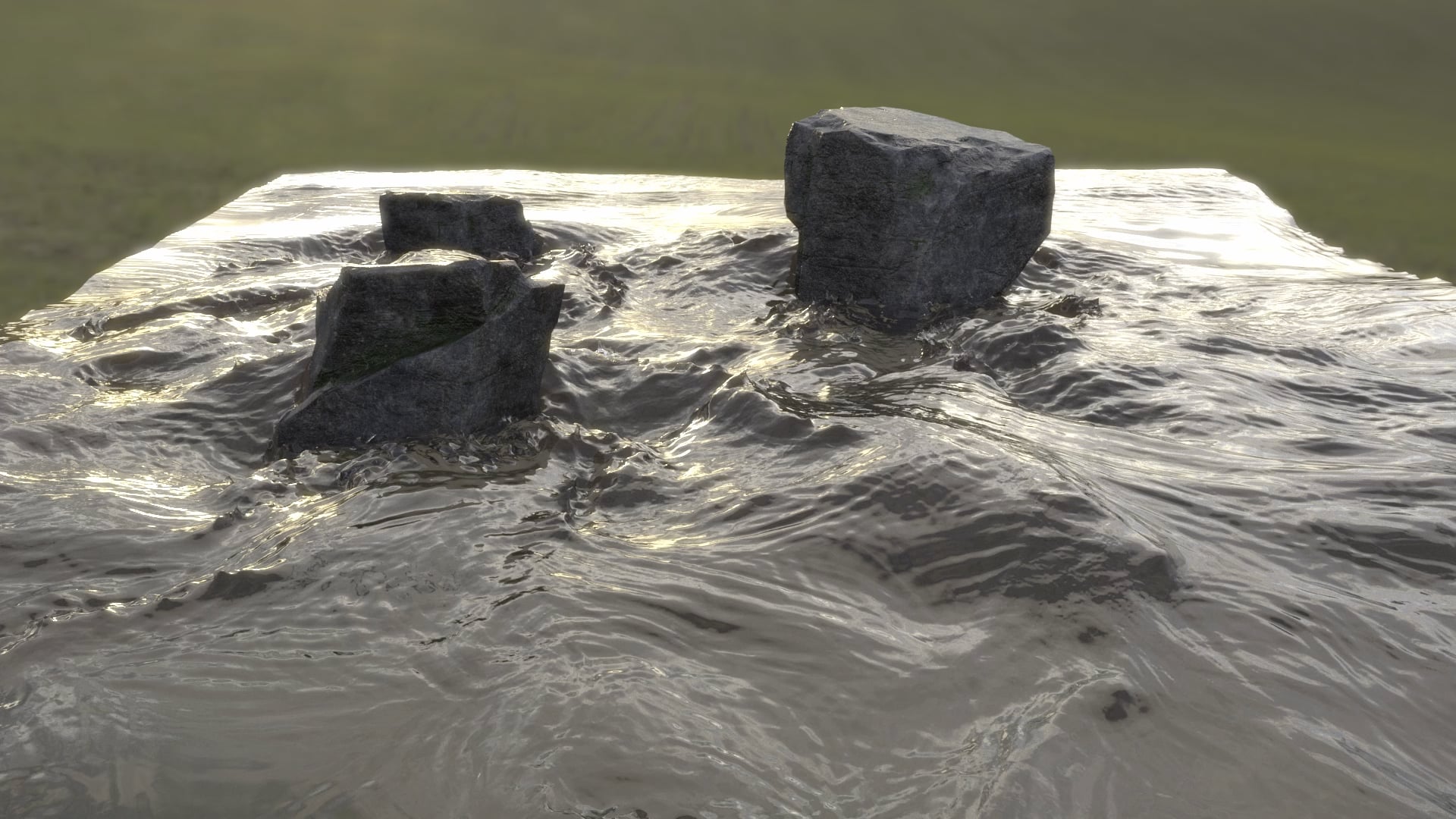 Ripple waves on top of FLIP simulation.