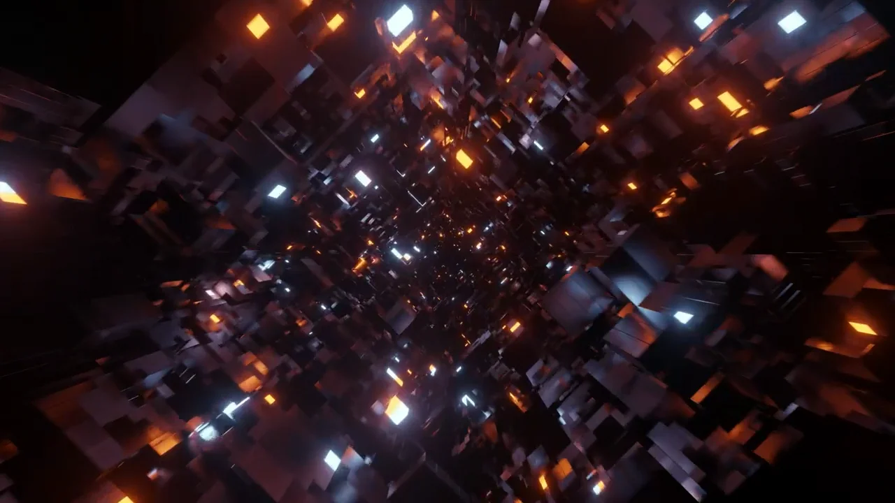 mixkit-traveling-through-a-tunnel-of-black-cubes-in-3d-31497-medium on Vimeo