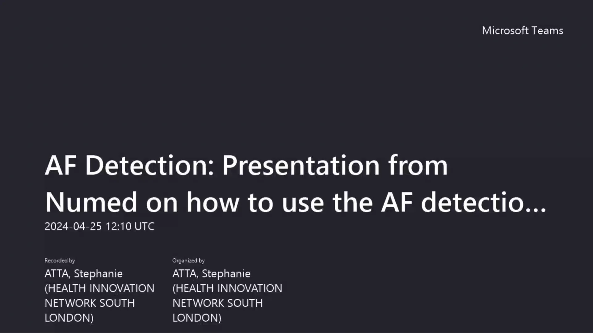 AF Detection: Presentation from Numed on how to use the AF detection ...