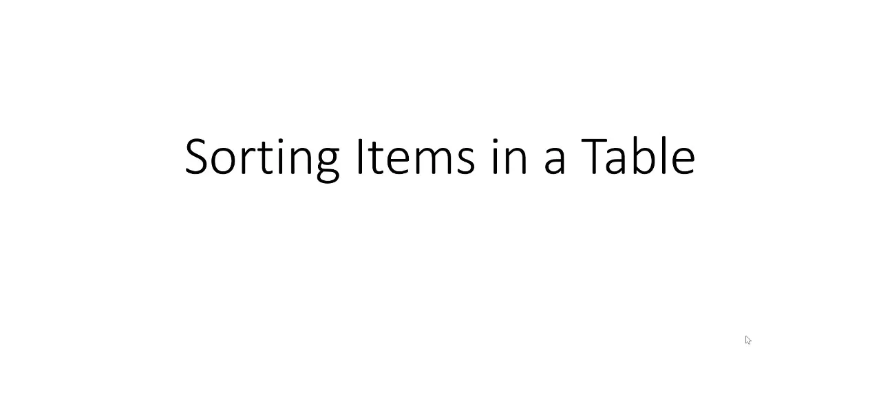 OL-Sorting Items in a Table
