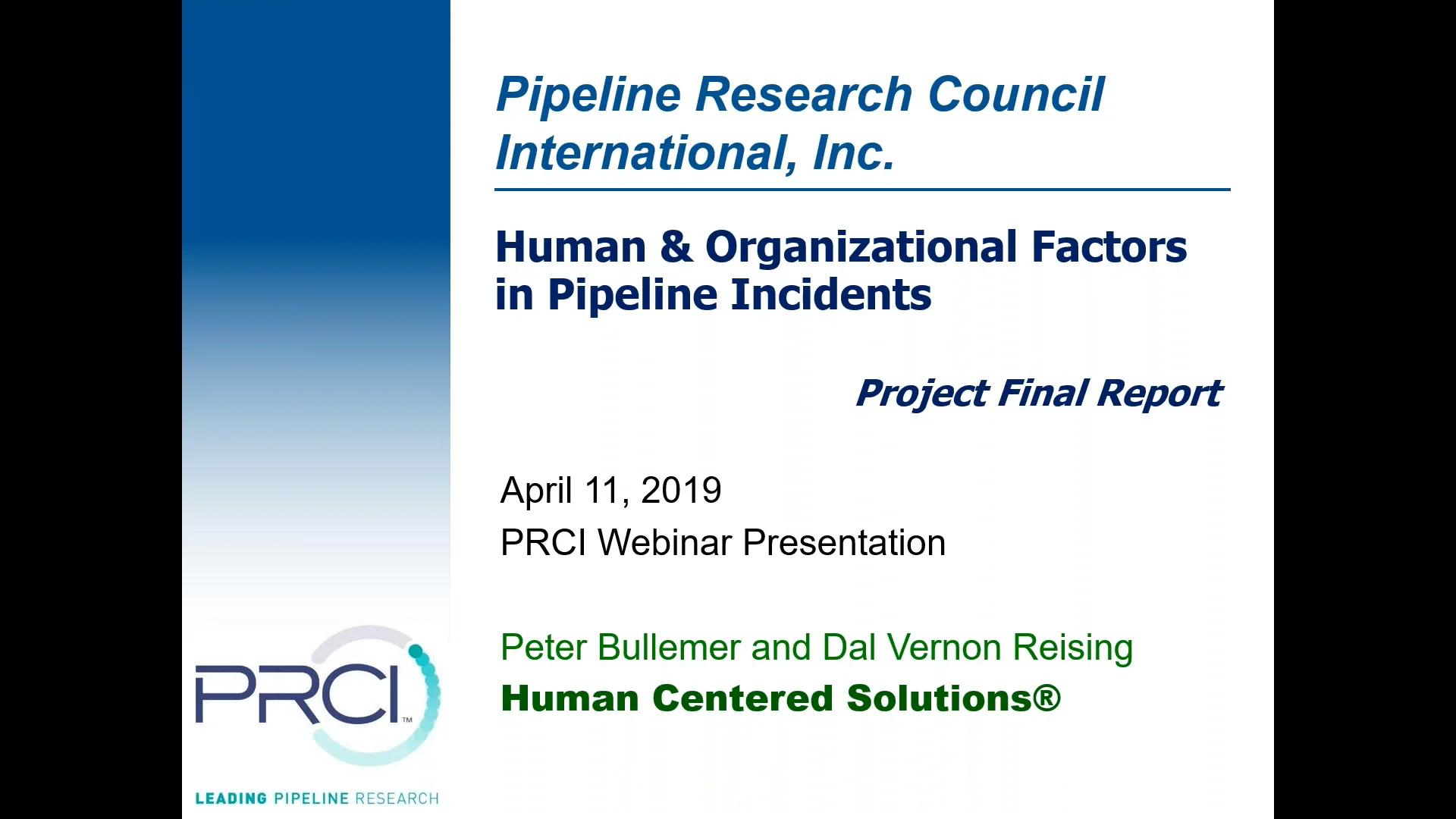 PR-634-173901-W01 Benchmark of Human & Organizational Factors (HOF) Approaches Used by Pipeline ...