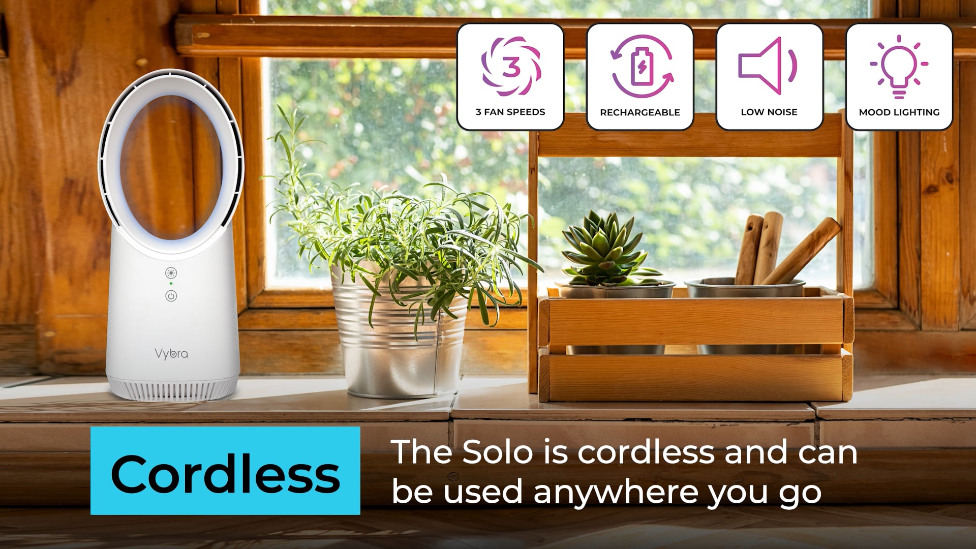 Vybra Solo - Rechargeable Desktop Fan
