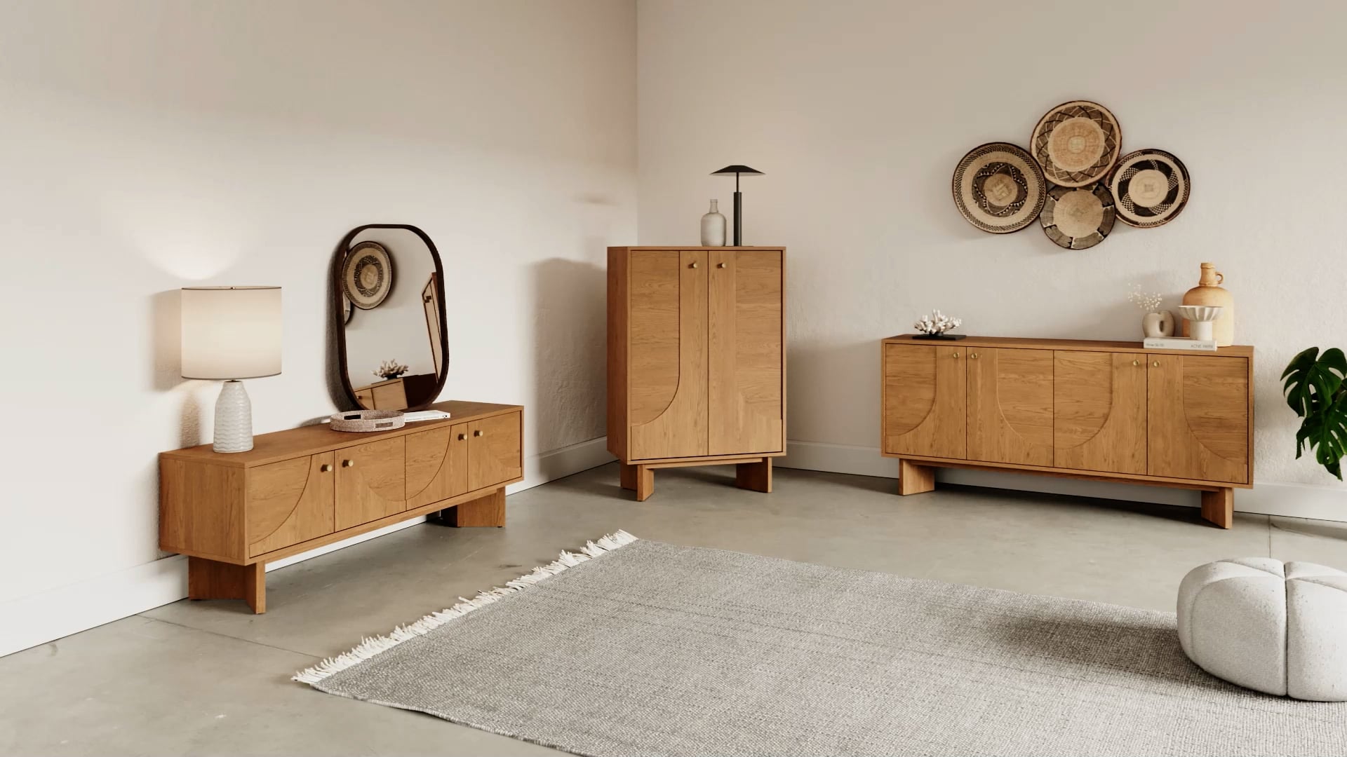 Studio London Zahra Modern Oak Sideboard Storage Cabinet Buffet Console ...