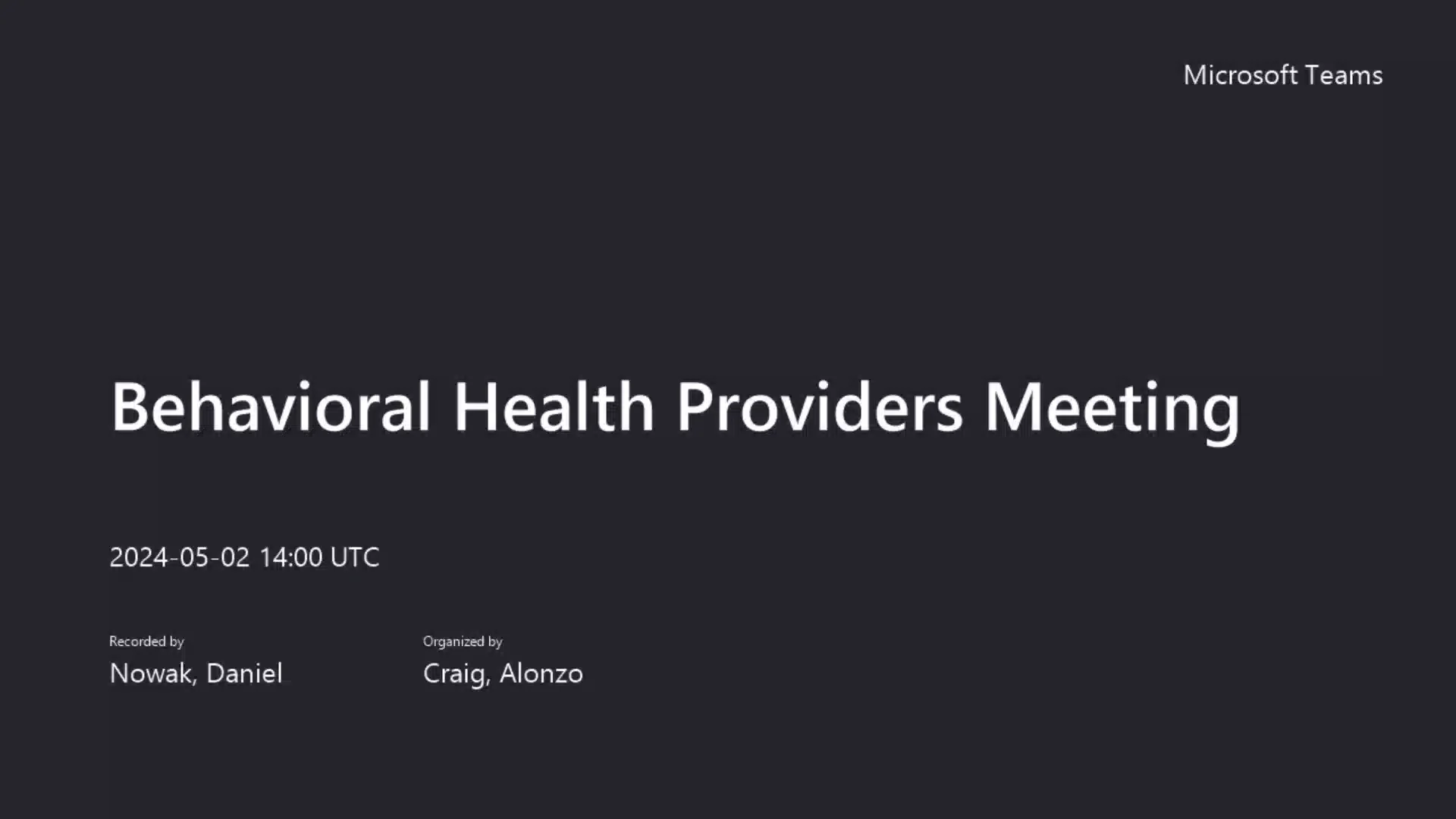 Behavioral Health Providers Meeting 05/02/2024