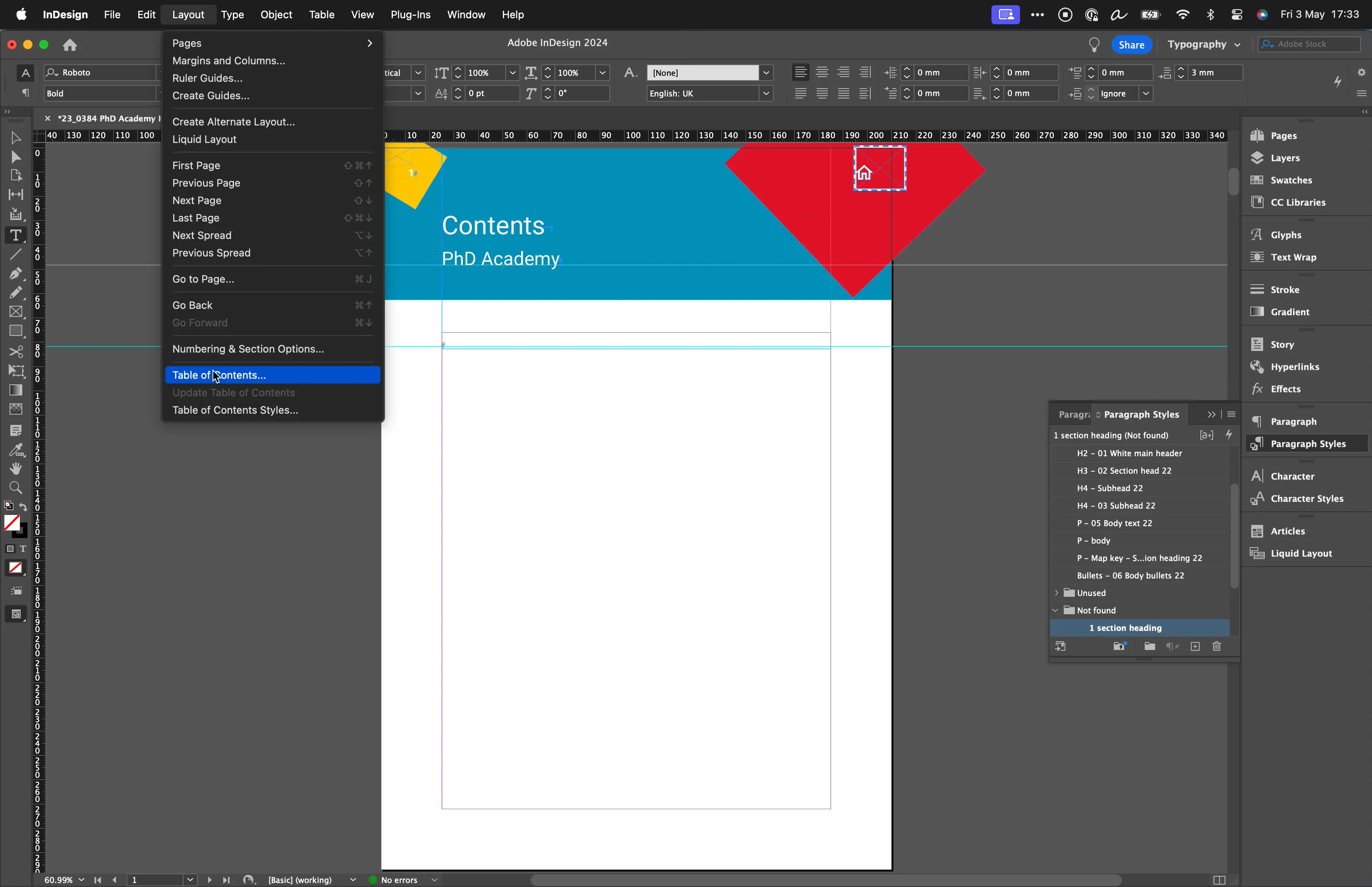 Accessibility - InDesign - add a table of contents