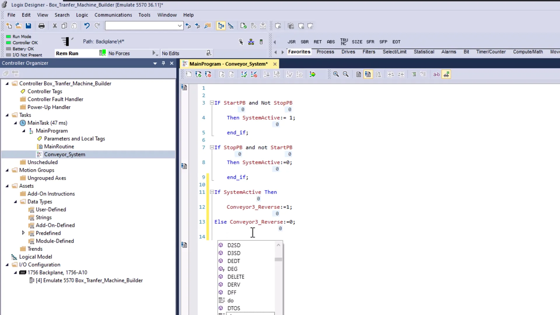 Programming a Box Transfer Conveyor System using Structured Text in ...
