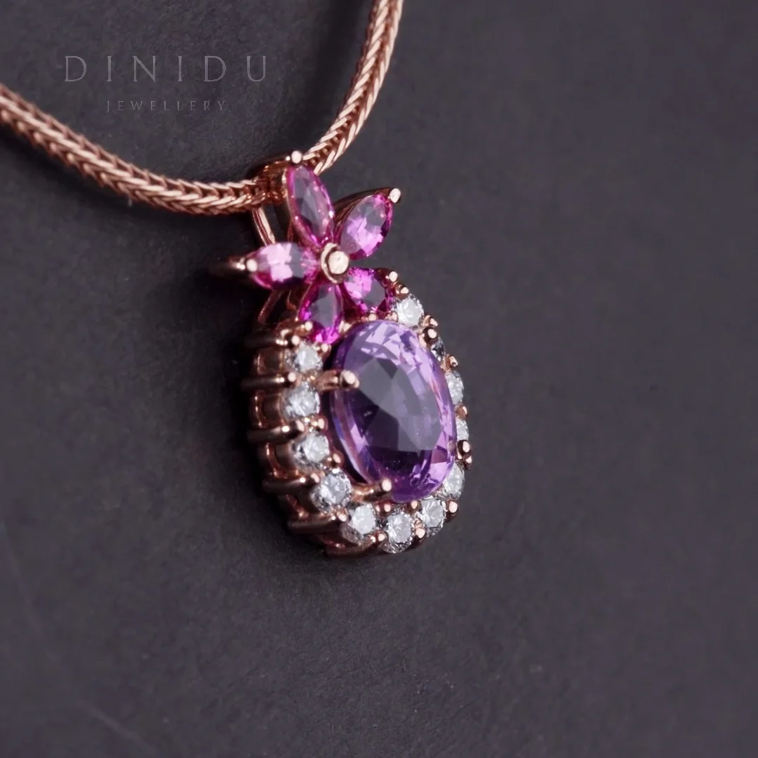 Pink Padparadscha Diamond Flower Rose Gold Pendant - 001 (2) on Vimeo