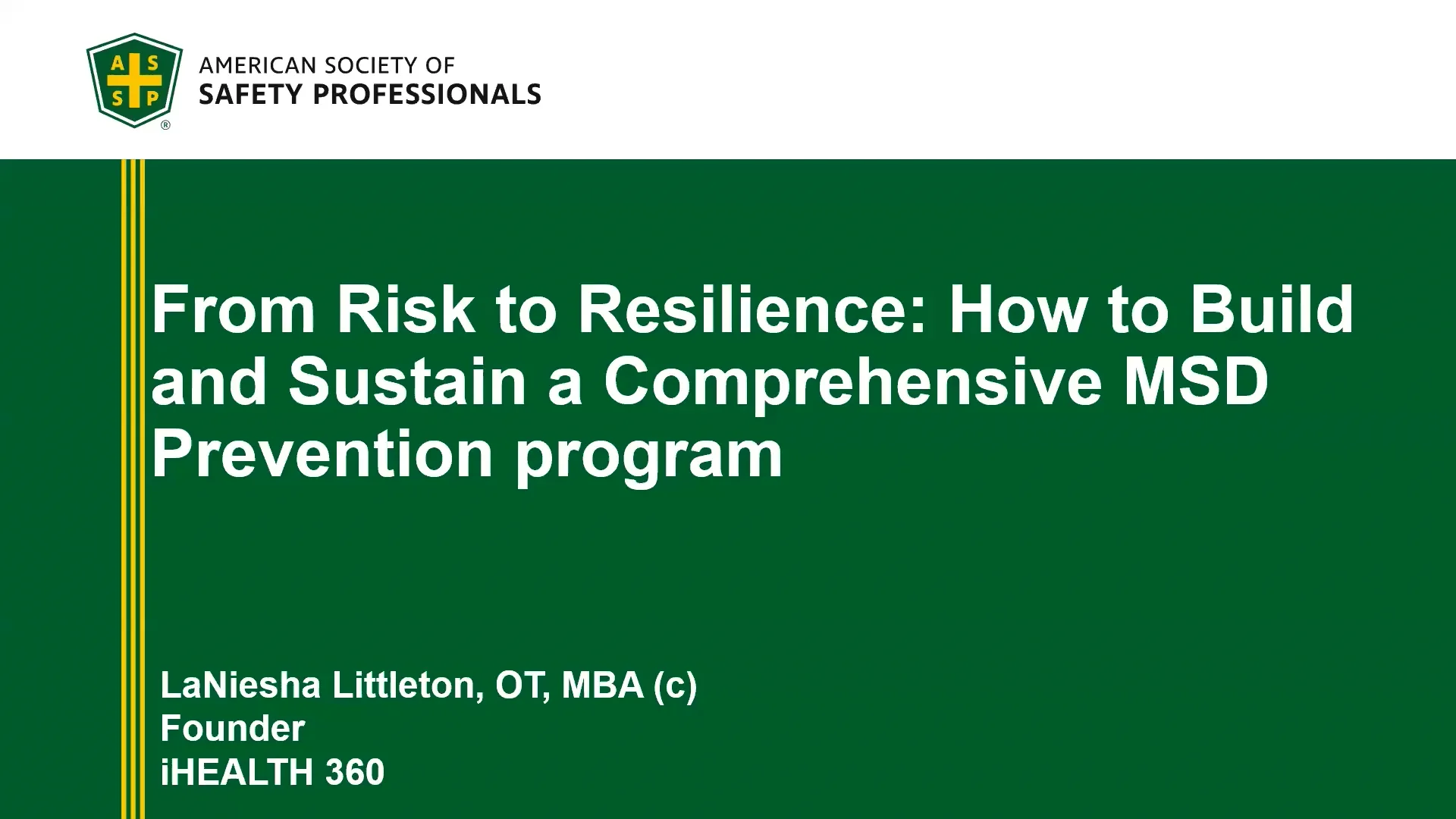 From Risk to Resilience: How to Build and Sustain a Comprehensive MSD ...