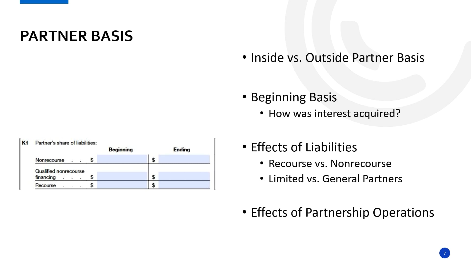 Advanced Tax Course Lesson 6 (1-5) - Partner Basis
