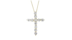 3.00 ct. t.w. Lab-Grown Diamond Cross Pendant Necklace in 14kt Yellow Gold