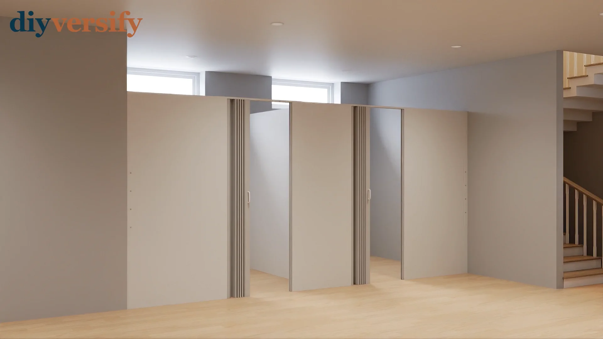Mounted Straight T-Shaped Partition Wall w/ Doors - Assembly Video ...