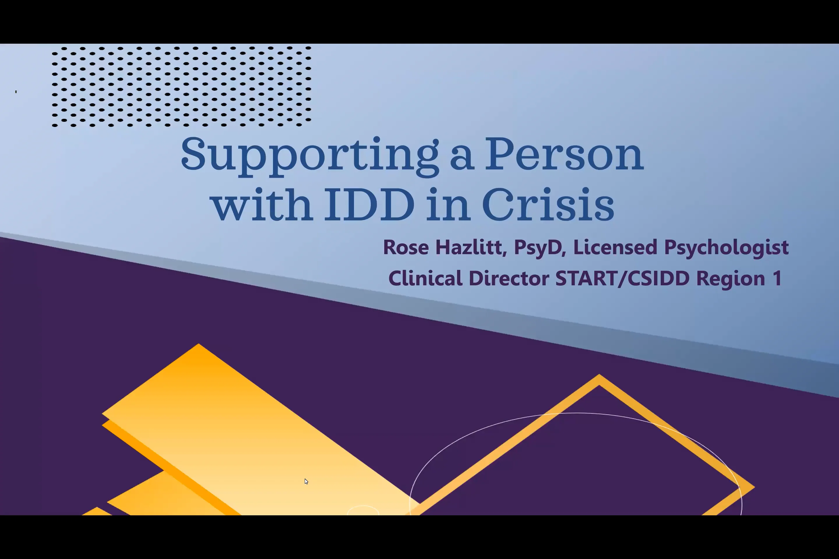 Crisis Interventions for Individuals with IDD - Part 1 on Vimeo