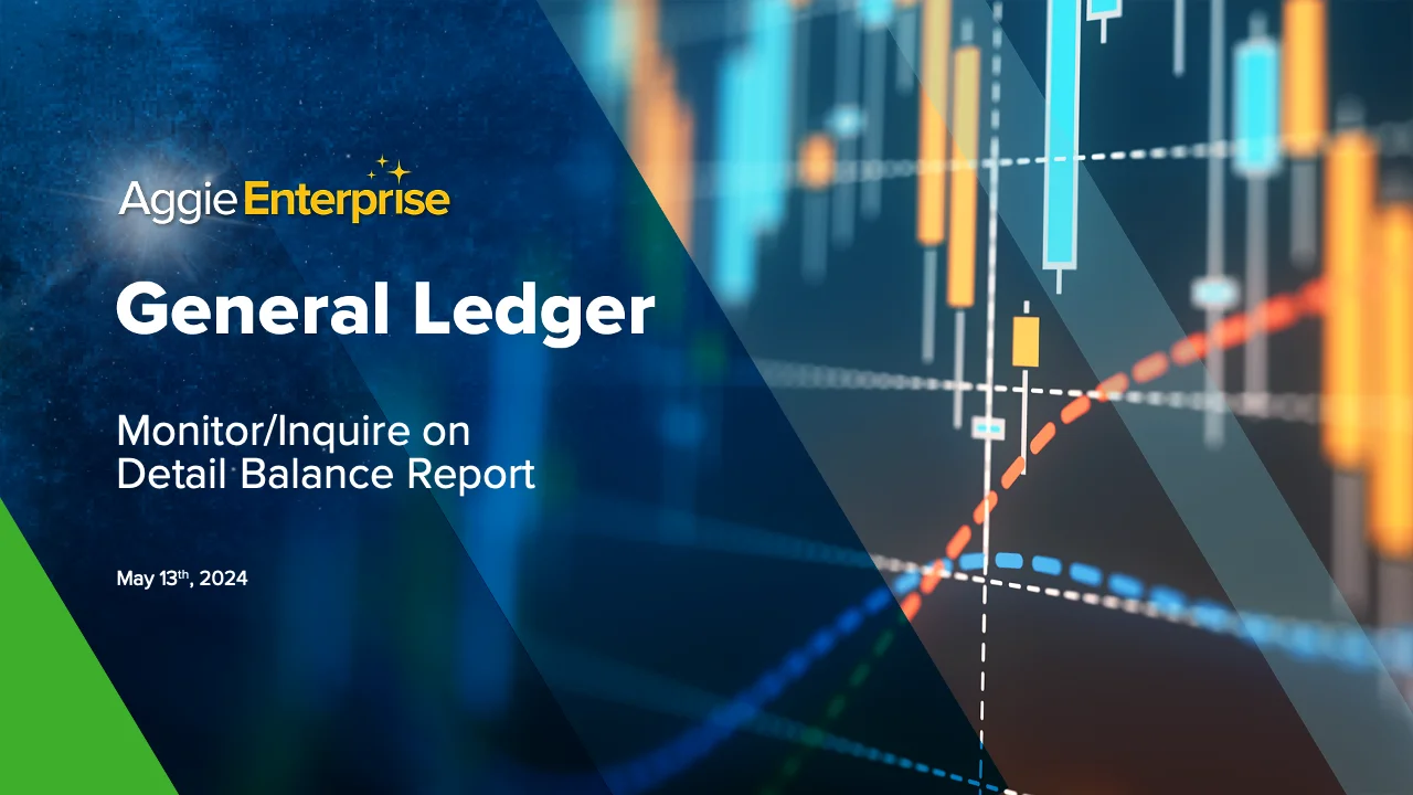 Aggie Enterprise Monitor Inquire on Detail Balance Report