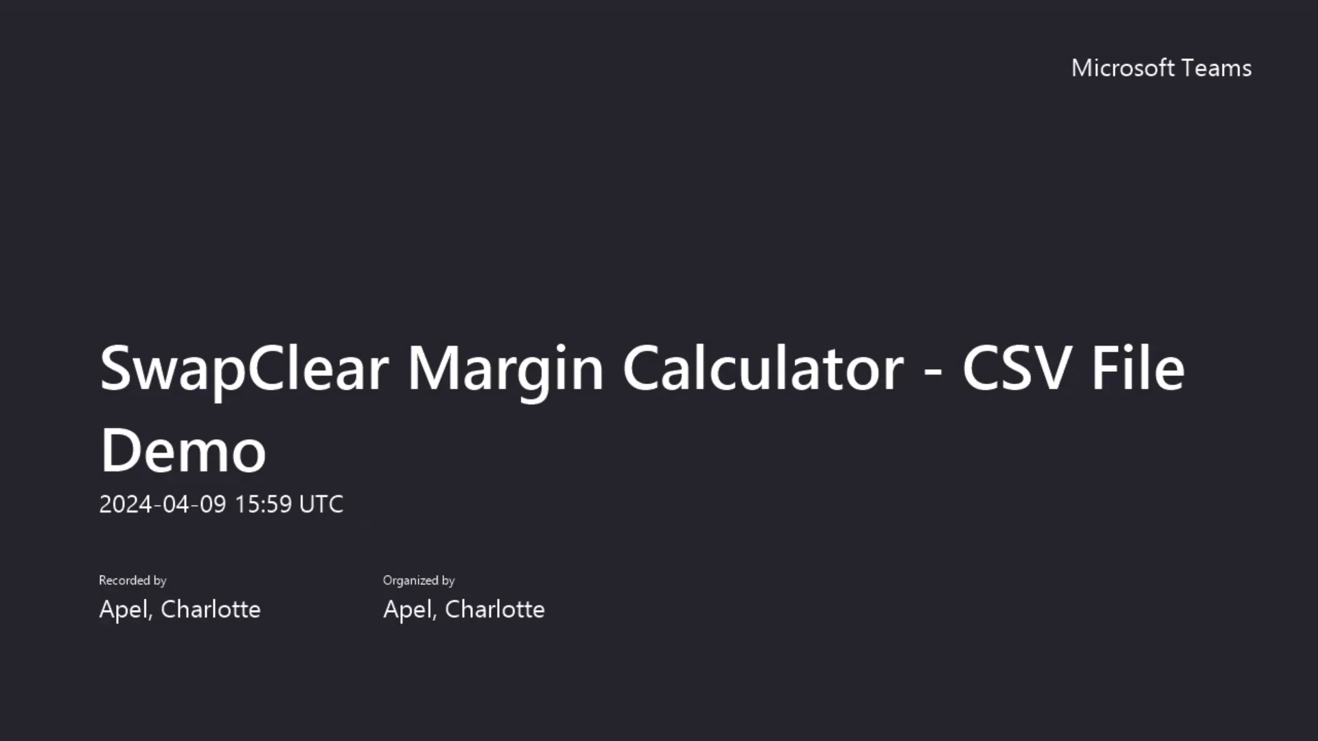 SwapClear Margin Calculator - CSV File Demo