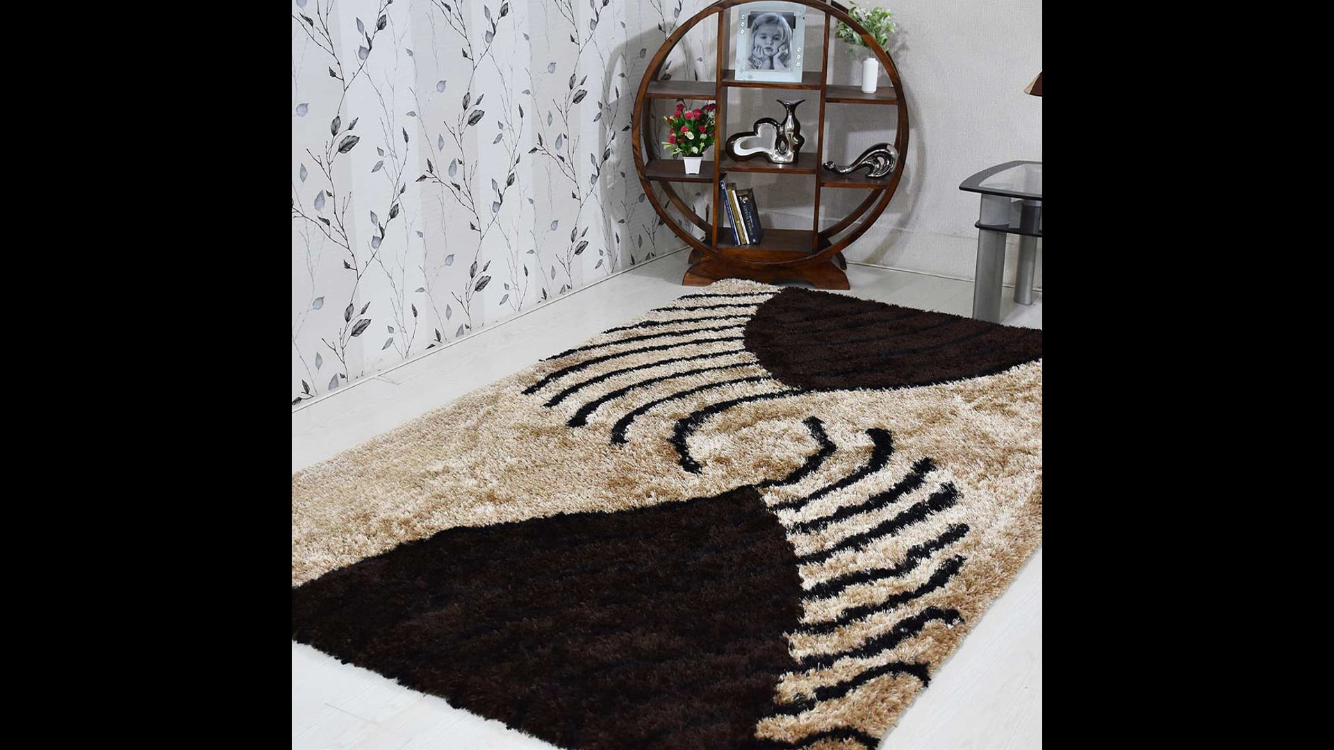 Hand Tufted Shag Polyester Area Rug Contemporary Beige Brown ...