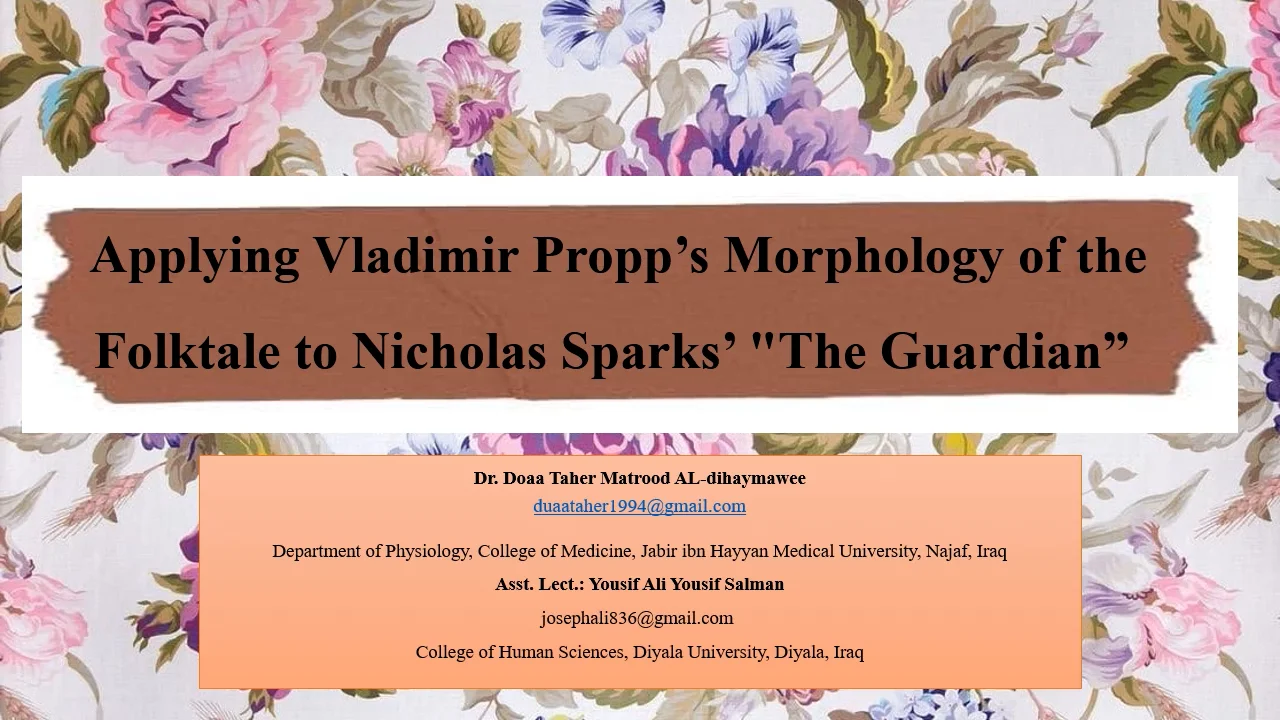 Applying Vladimir Propp's Morphology of the Folktale to Nicholas Sparks ...