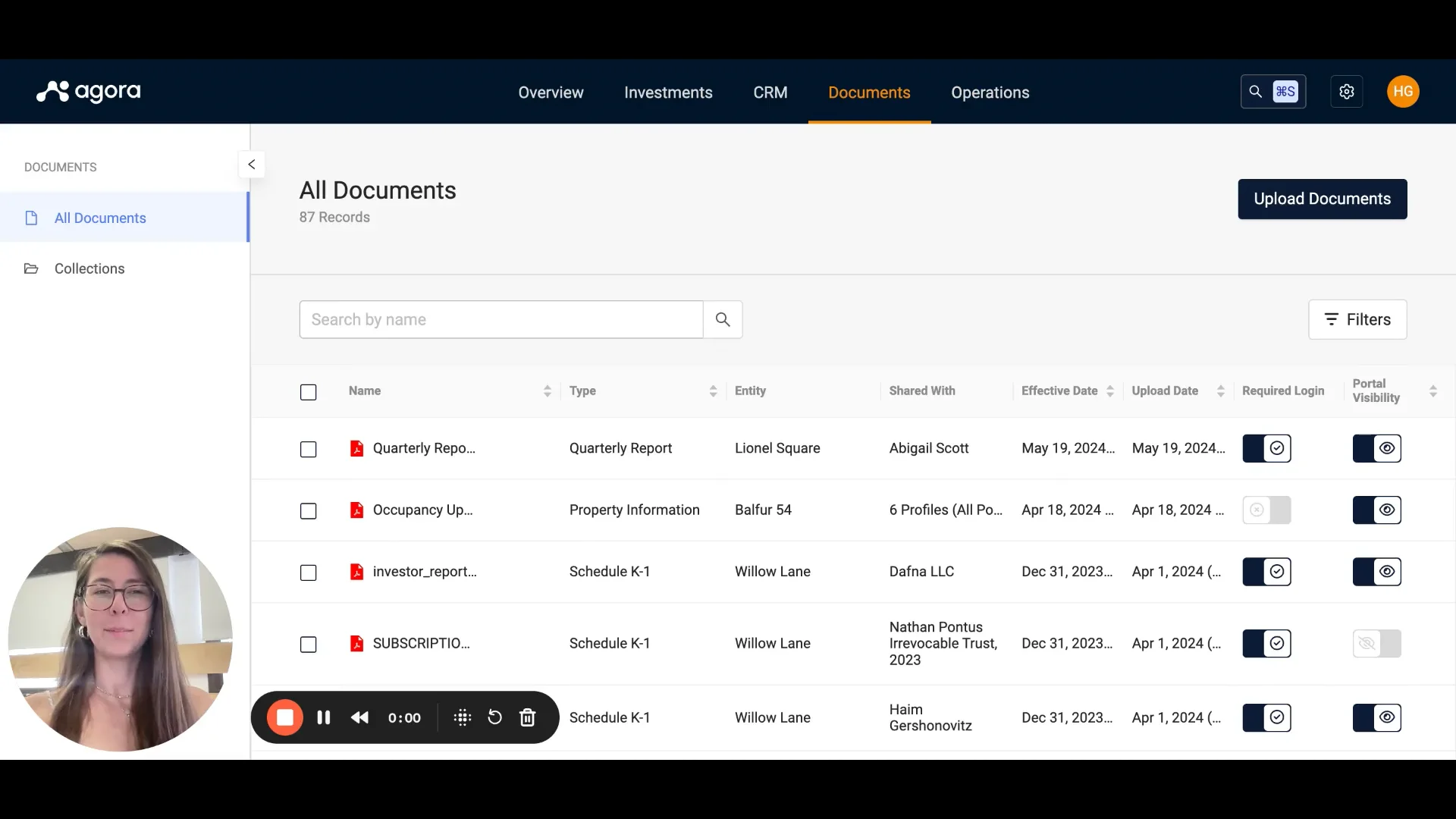 Sending documents through Agora
