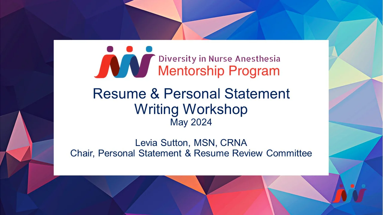 Watch Diversity CRNA Resume & Personal Statement Workshop - May 2024 Trailer Online | Vimeo On ...