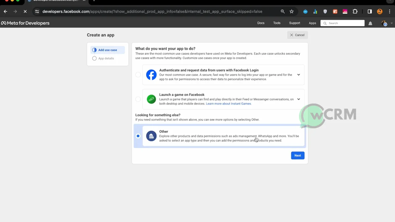 WhatsApp OFFICIAL API+CRM Meta Verified-Create meta app