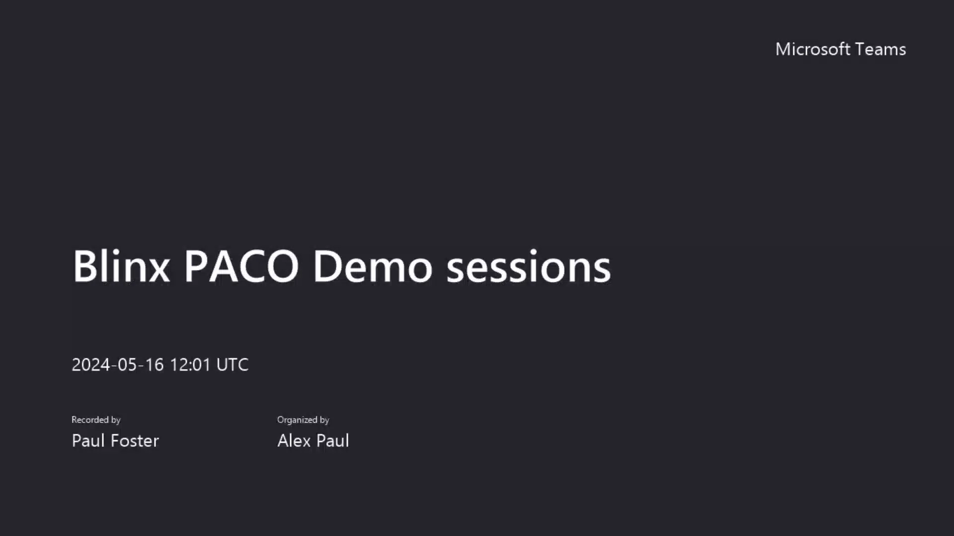 16th May 2024 - Blinx PACO Demo sessions on Vimeo