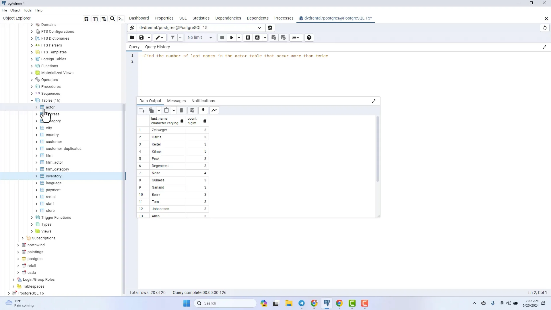 SQL - Quiz Last Name More than Twice on Vimeo