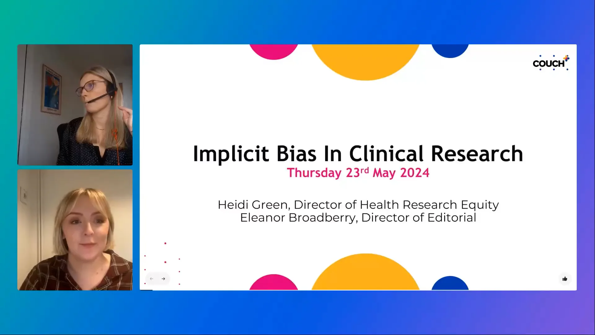 COUCH Health 'Implicit Bias in Clinical Research' webinar on Vimeo