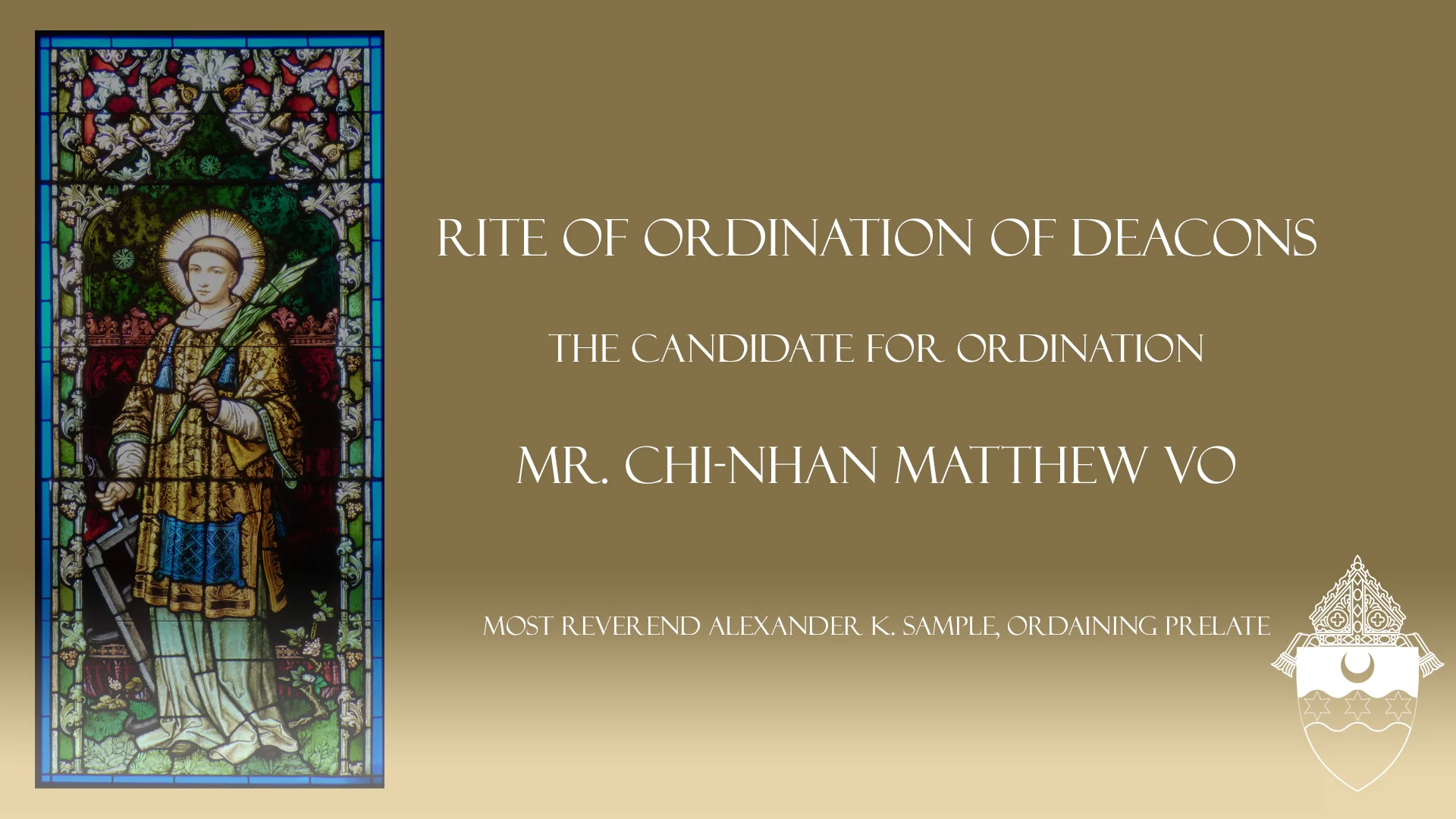 Rite of Ordination of Deacons Mass with Archbishop Sample on Vimeo