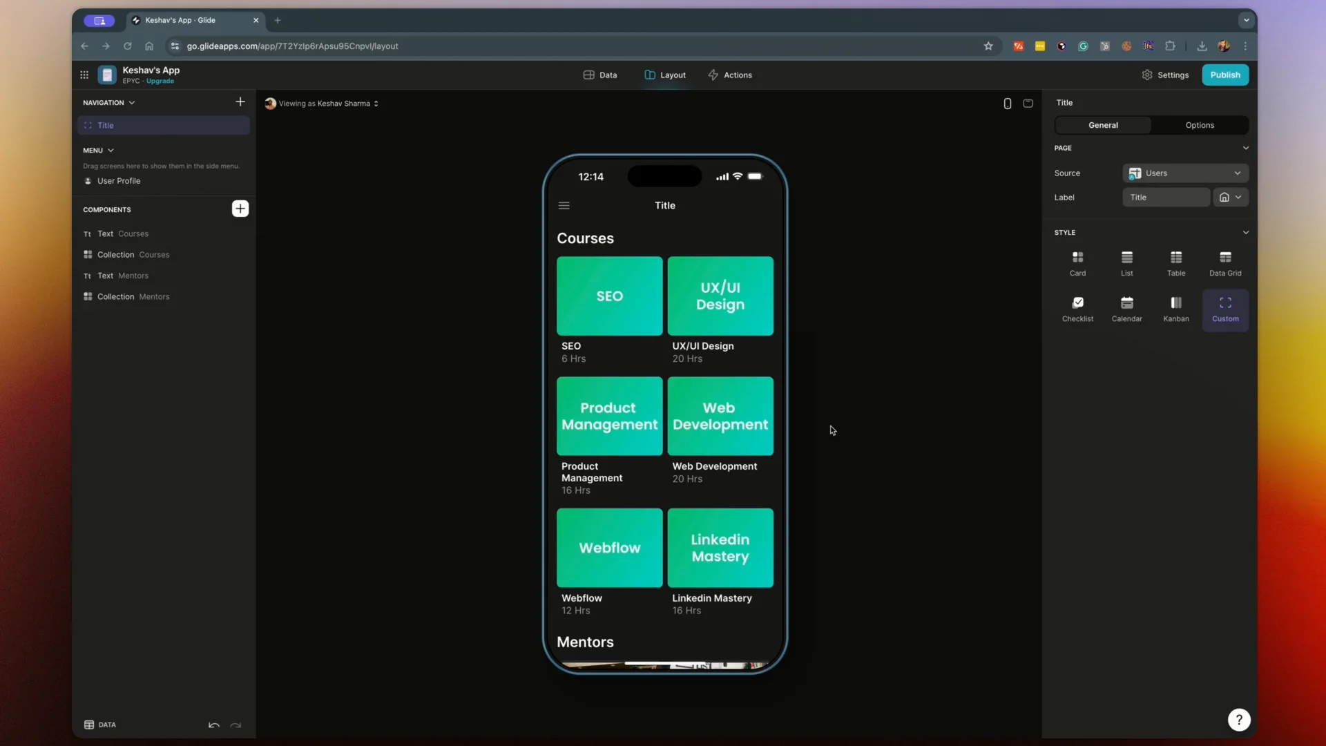 3. Courses Screen on Vimeo