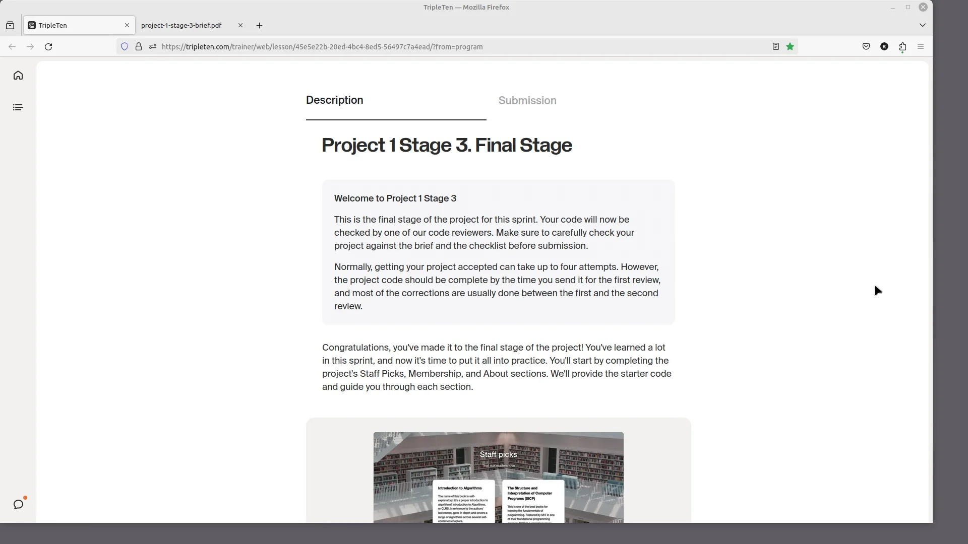 Project 1 Stage 3 Part 1 - the Staff Section