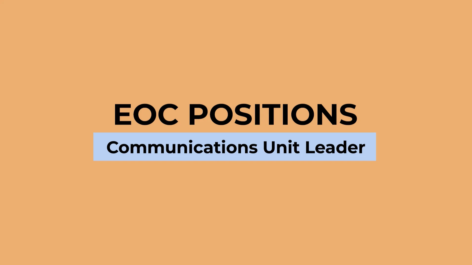EOC 101 - Communications Unit Leader on Vimeo
