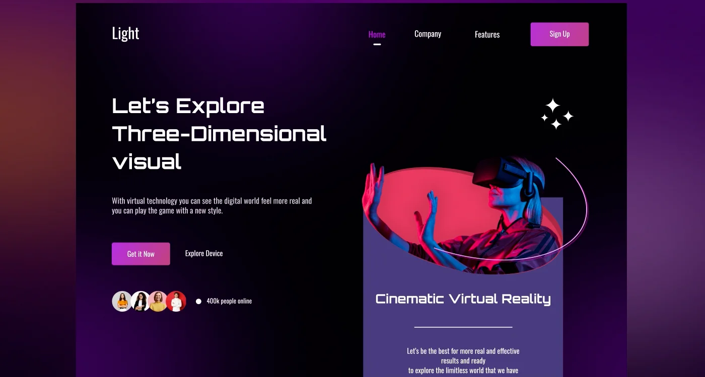 landing page ui animation
