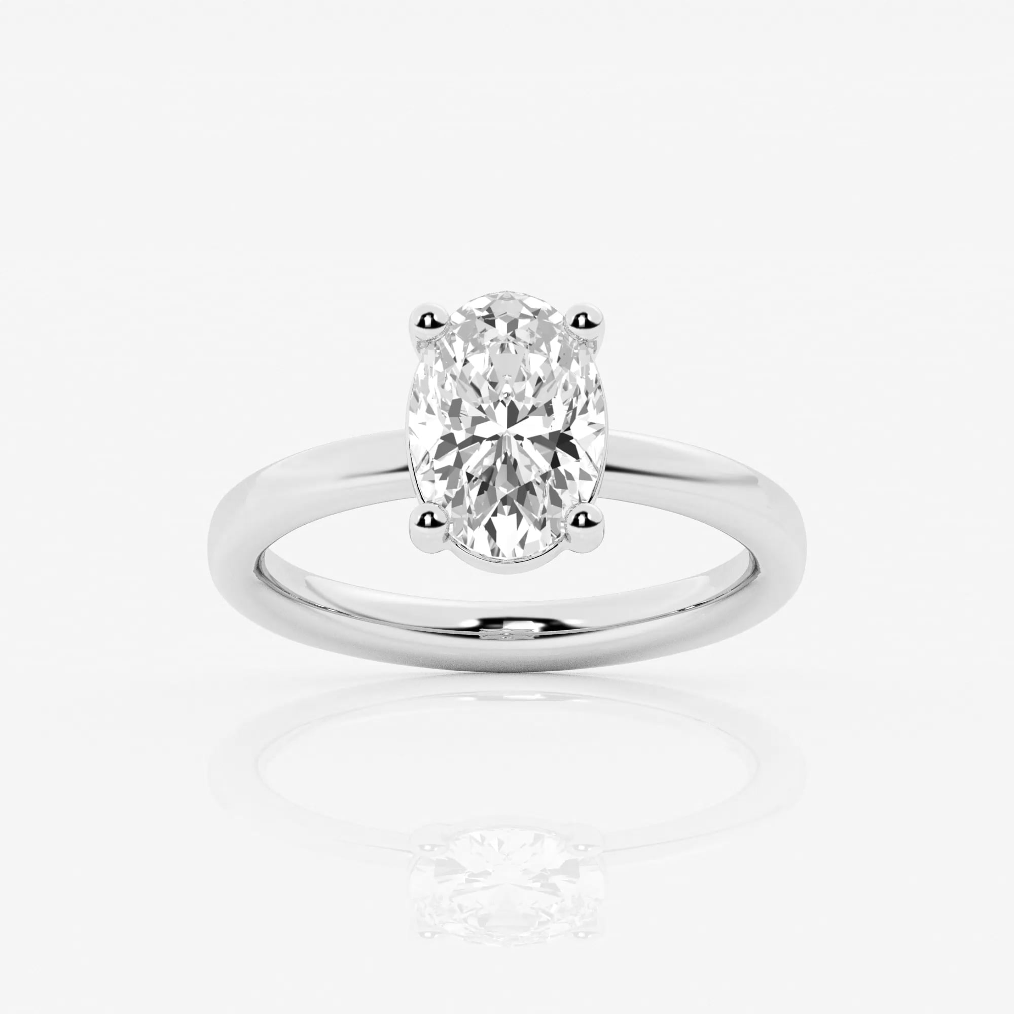2 ctw Oval Lab Grown Diamond Low Setting Solitaire Engagement Ring ...