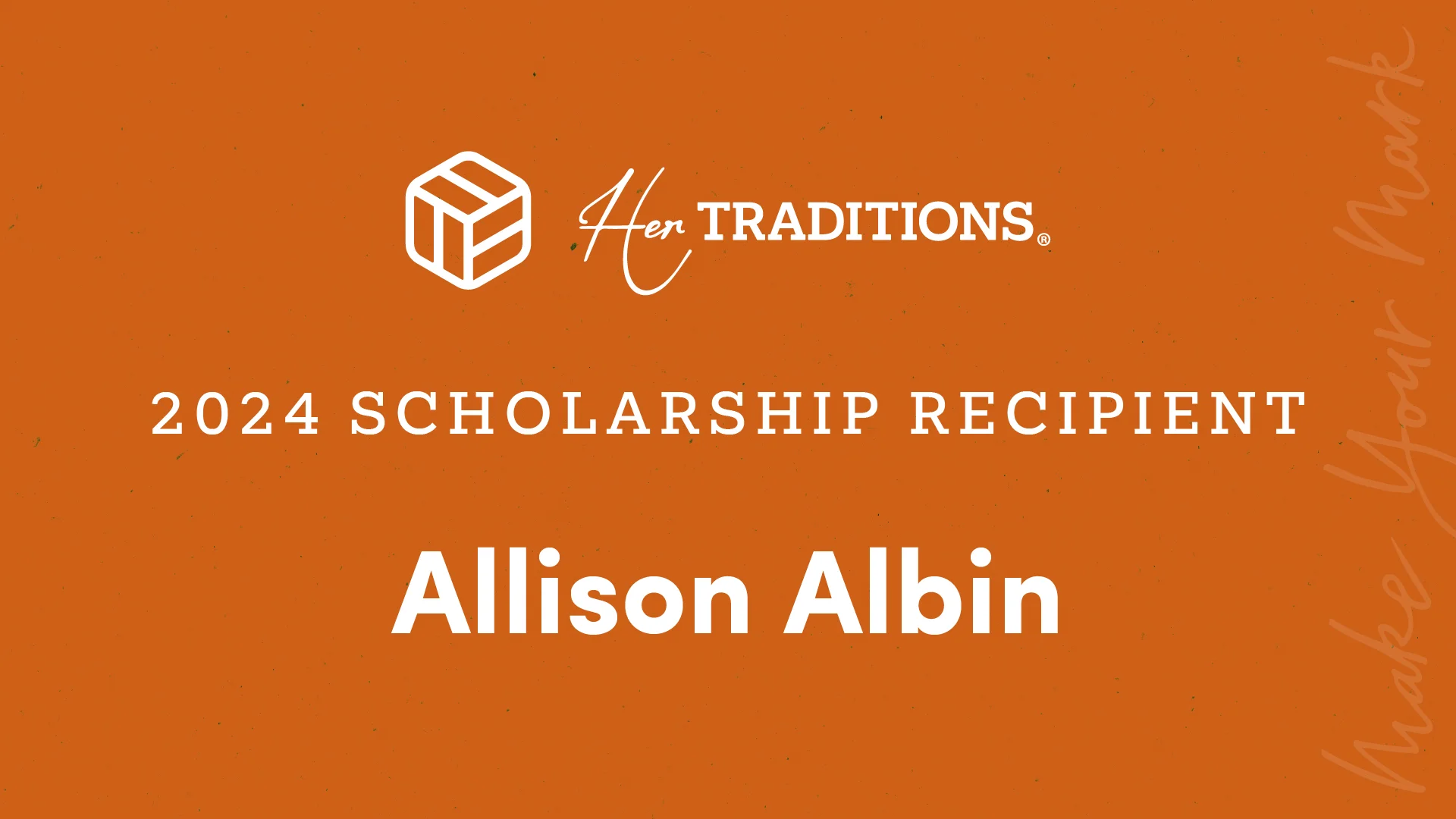 2024 Her Traditions Scholarship Recipient: Allison Albin on Vimeo