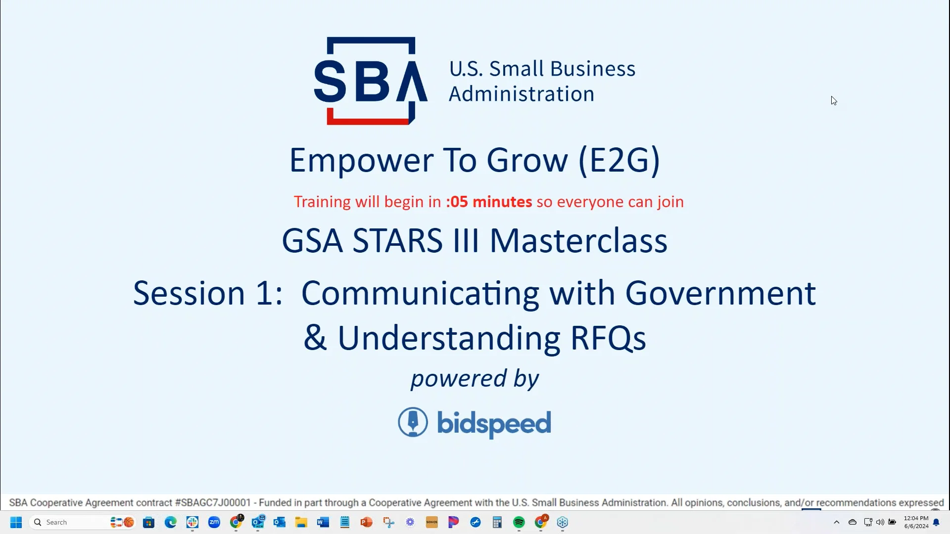 SBA Empower to Grow (E2G) Master Class: GSA STARS III - Prime ...