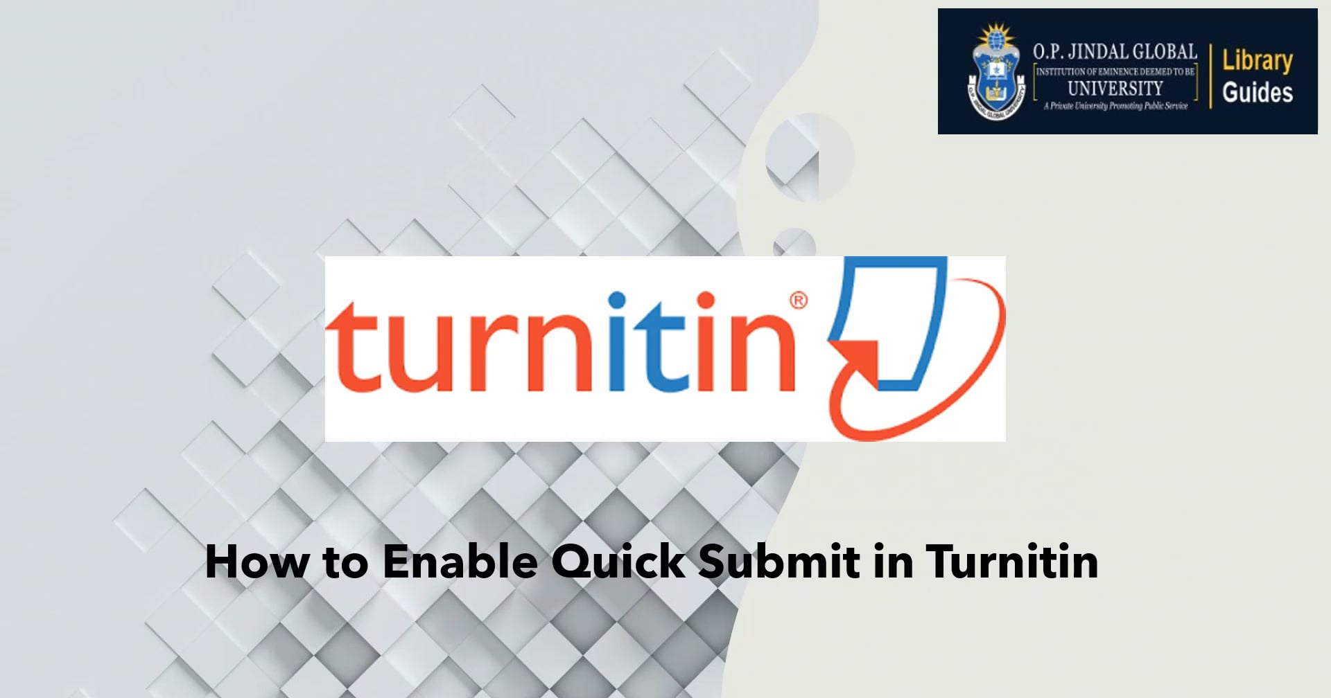 How to activate Quick Submit in Turnitin
