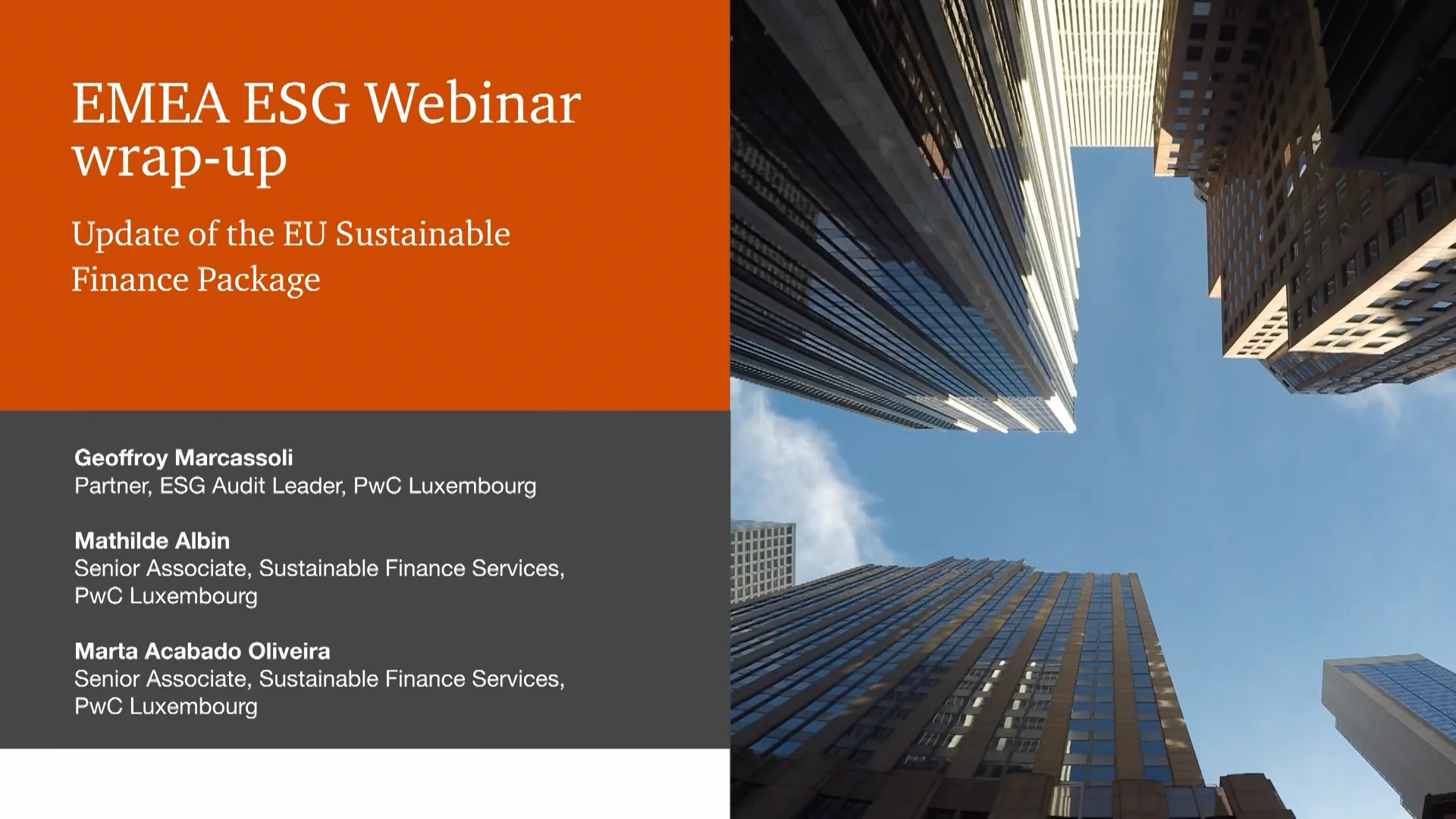 EMEA ESG Webinar wrap-up - Update of the EU Sustainable Finance Package