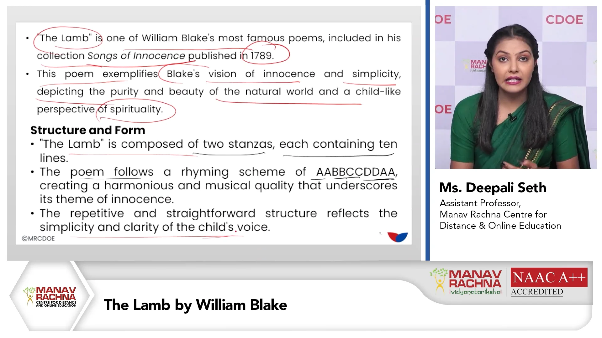 Deepali Seth The Lamb by William Blake Unit 1.2 on Vimeo