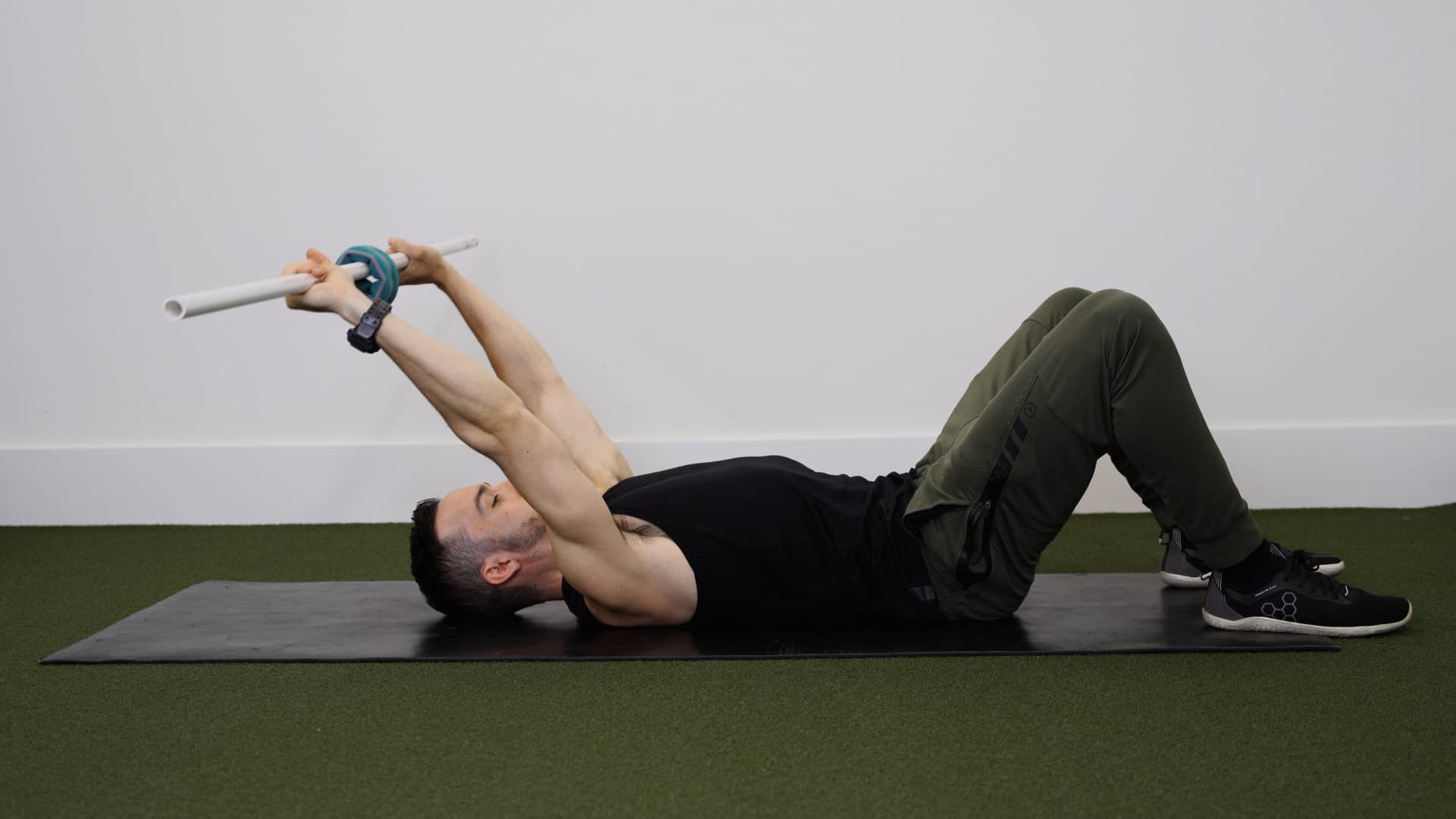 Weighted Supine Shoulder Flexion with Dowel (Demo) on Vimeo