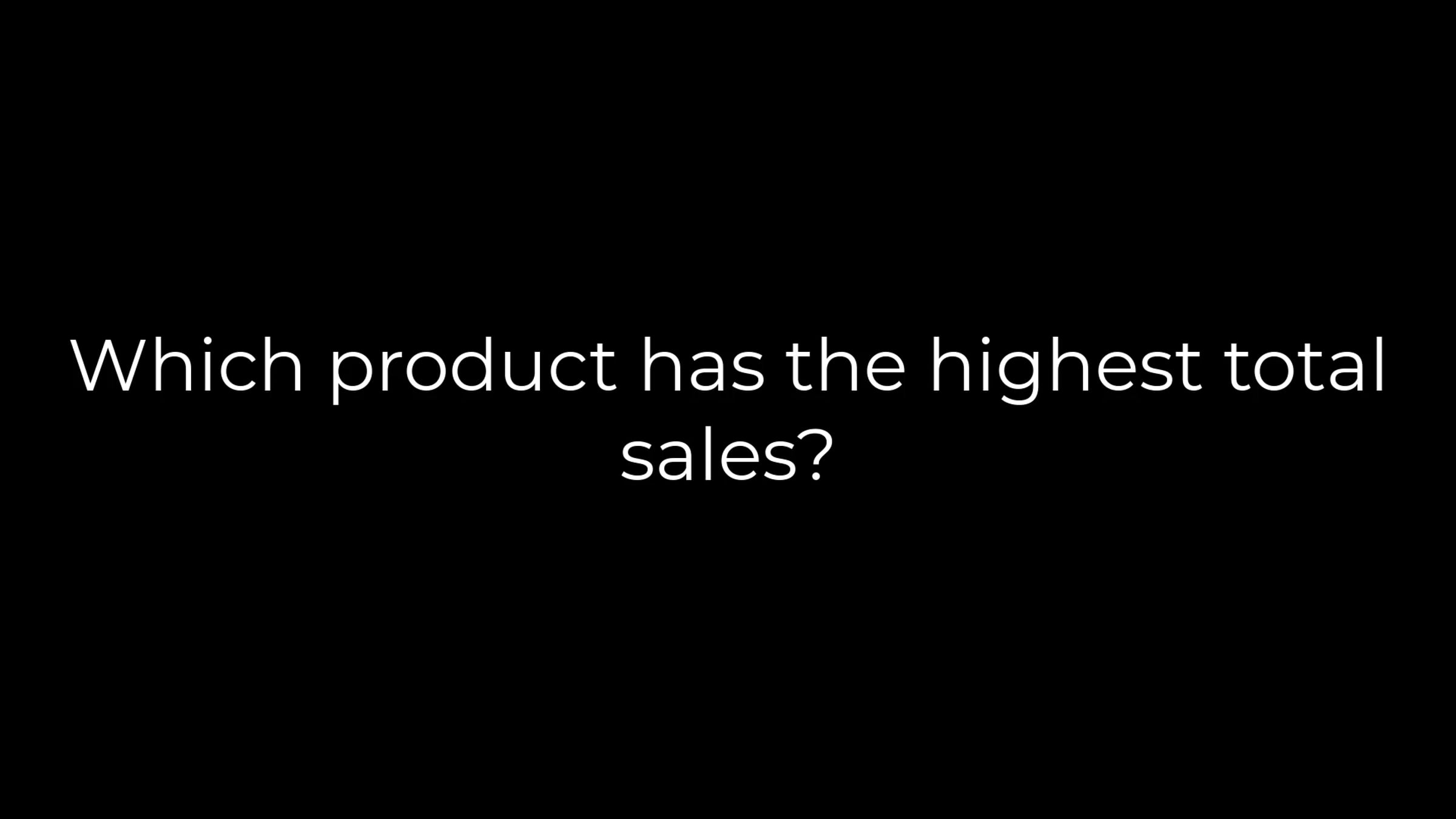 Excel - Quiz #5 Product with Highest Sales