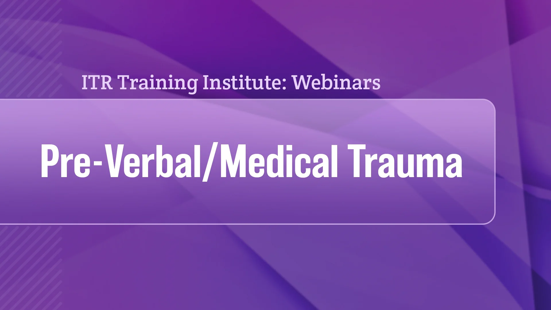 Preverbal/Medical Trauma Pt 1 - Dr. Linda Gantt on Vimeo