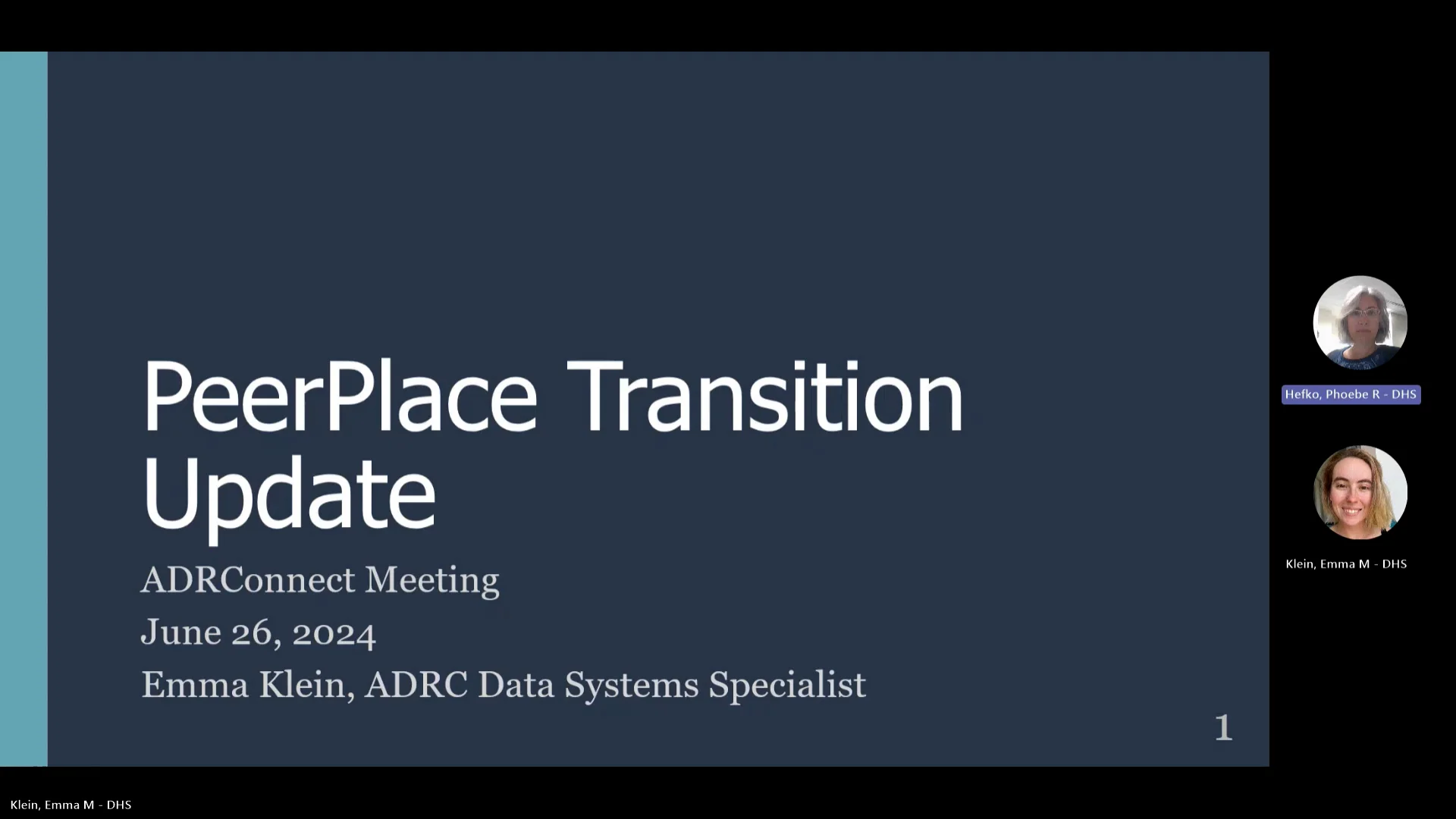 2024.06.26 ADRConnect Meeting - PeerPlace Transition Update Part 1 on Vimeo