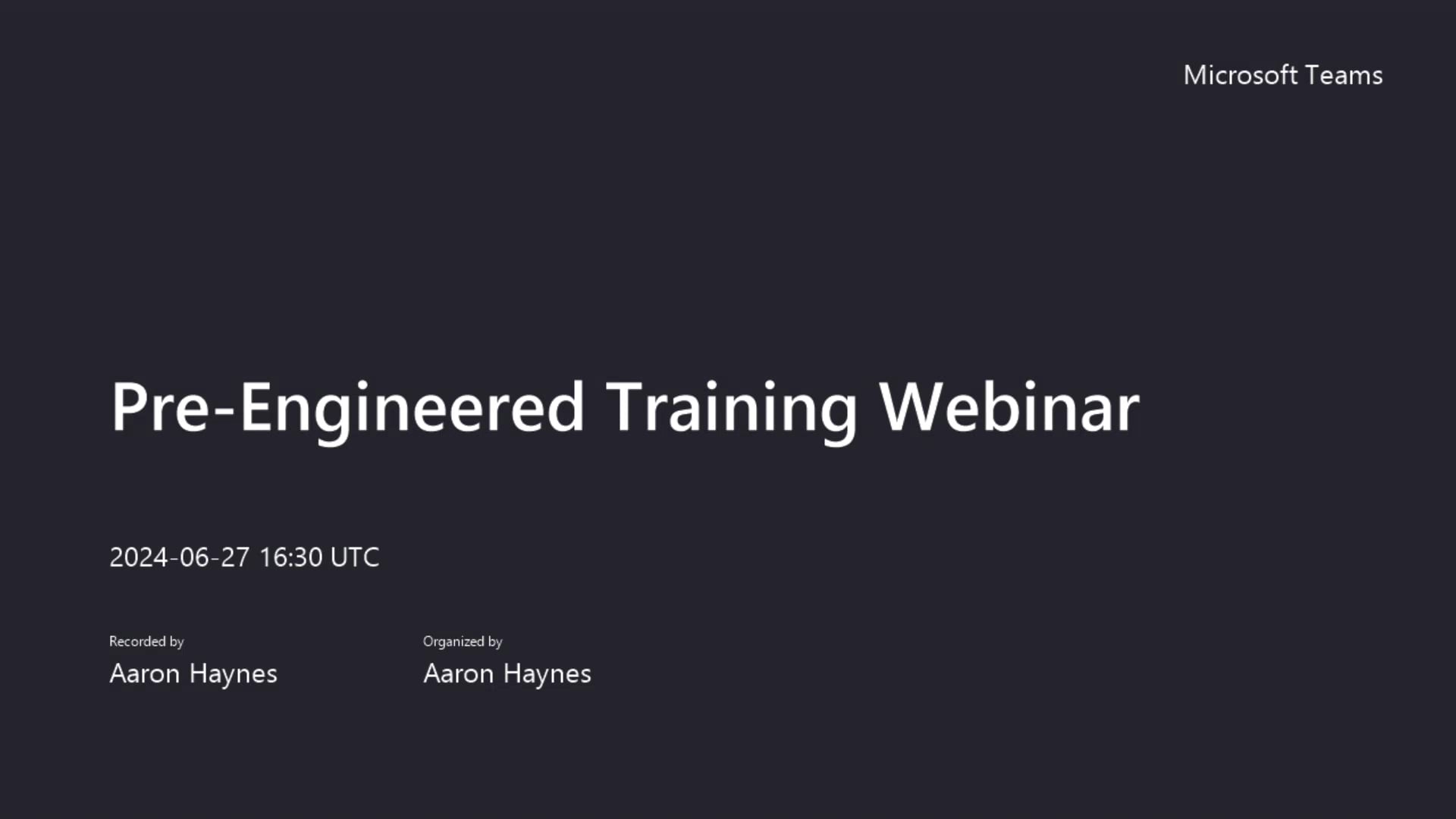 Pre-Engineered Training Webinar-June 2024
