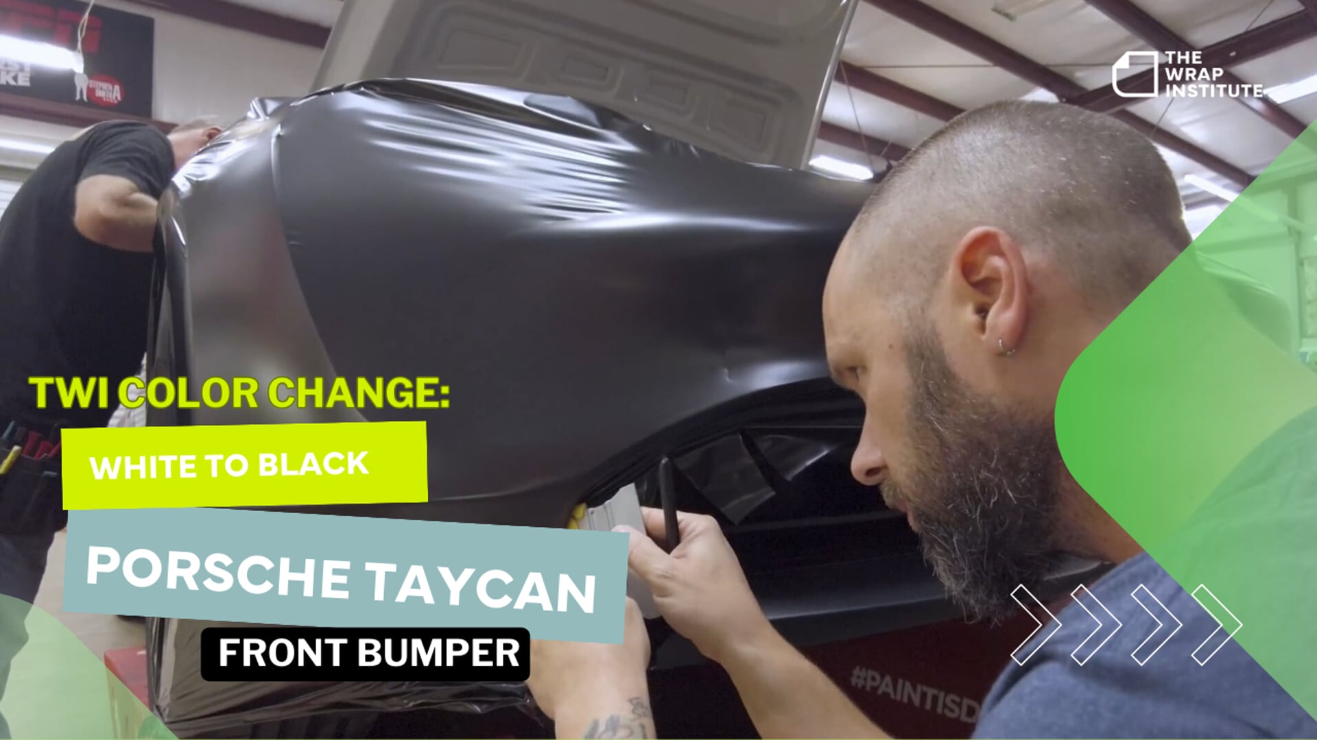 TWI Color Change: White To Black - Porche Taycan Front Bumper — The Wrap Institute