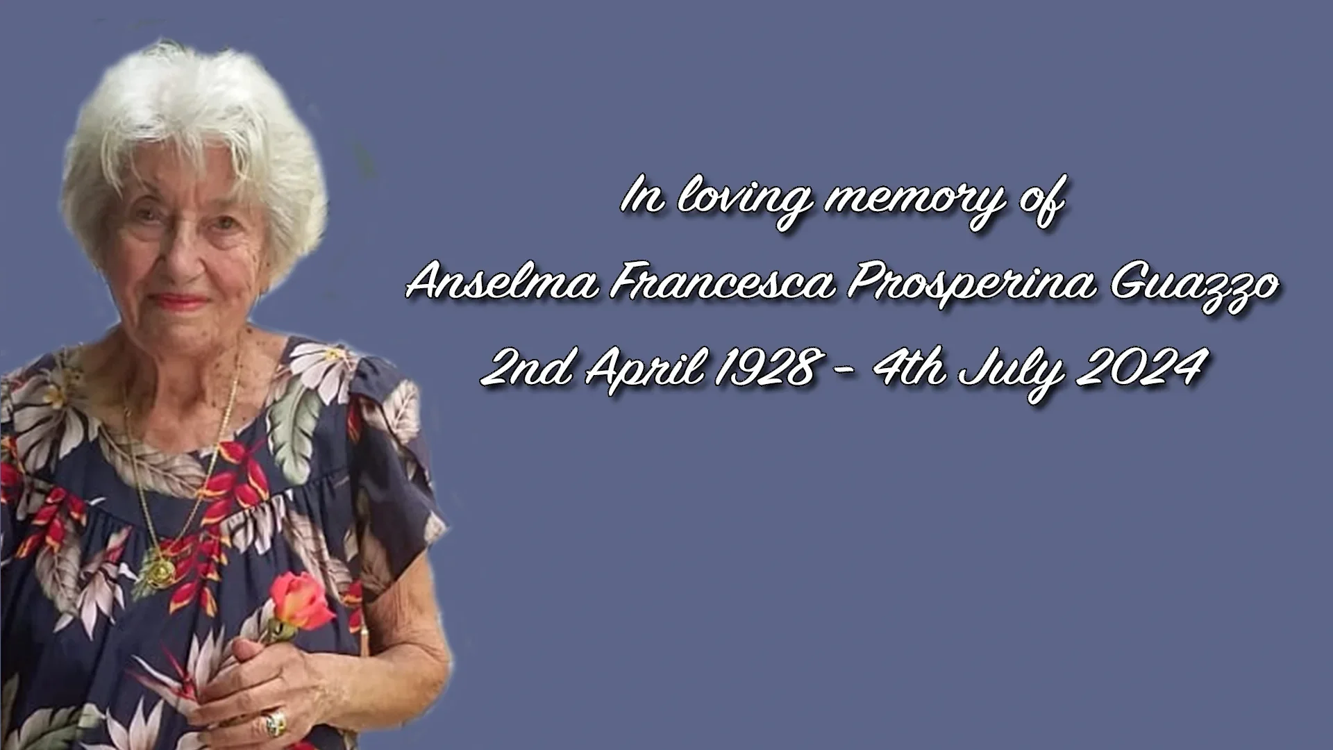 In loving memory of Anselma Francesca Prosperina Guazzo (1030 11 July ...