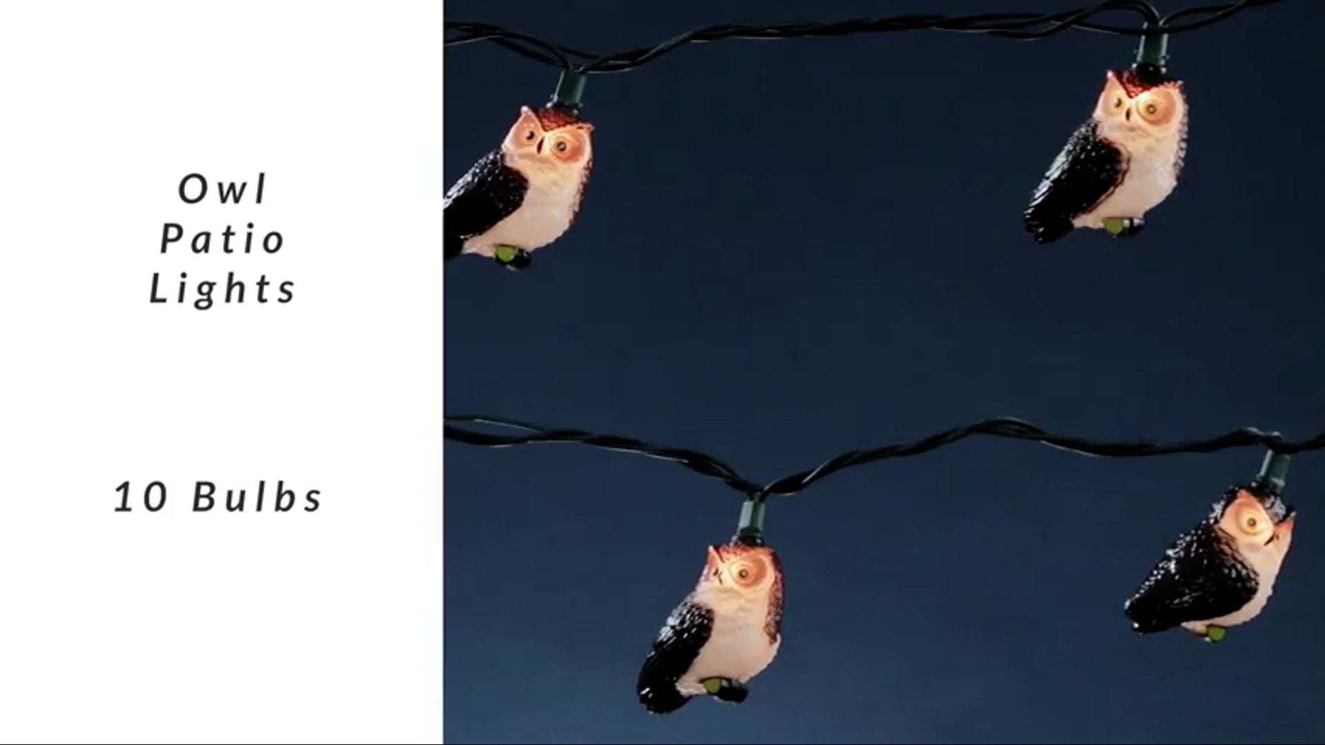 10-Count Brown and Whte Owl Patio Light Set 5.75ft Green Wire - Modern ...