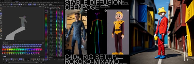 C4D OpenPose Rig for Stable Diffusion [3D C4D → AI Stable Diffusion]