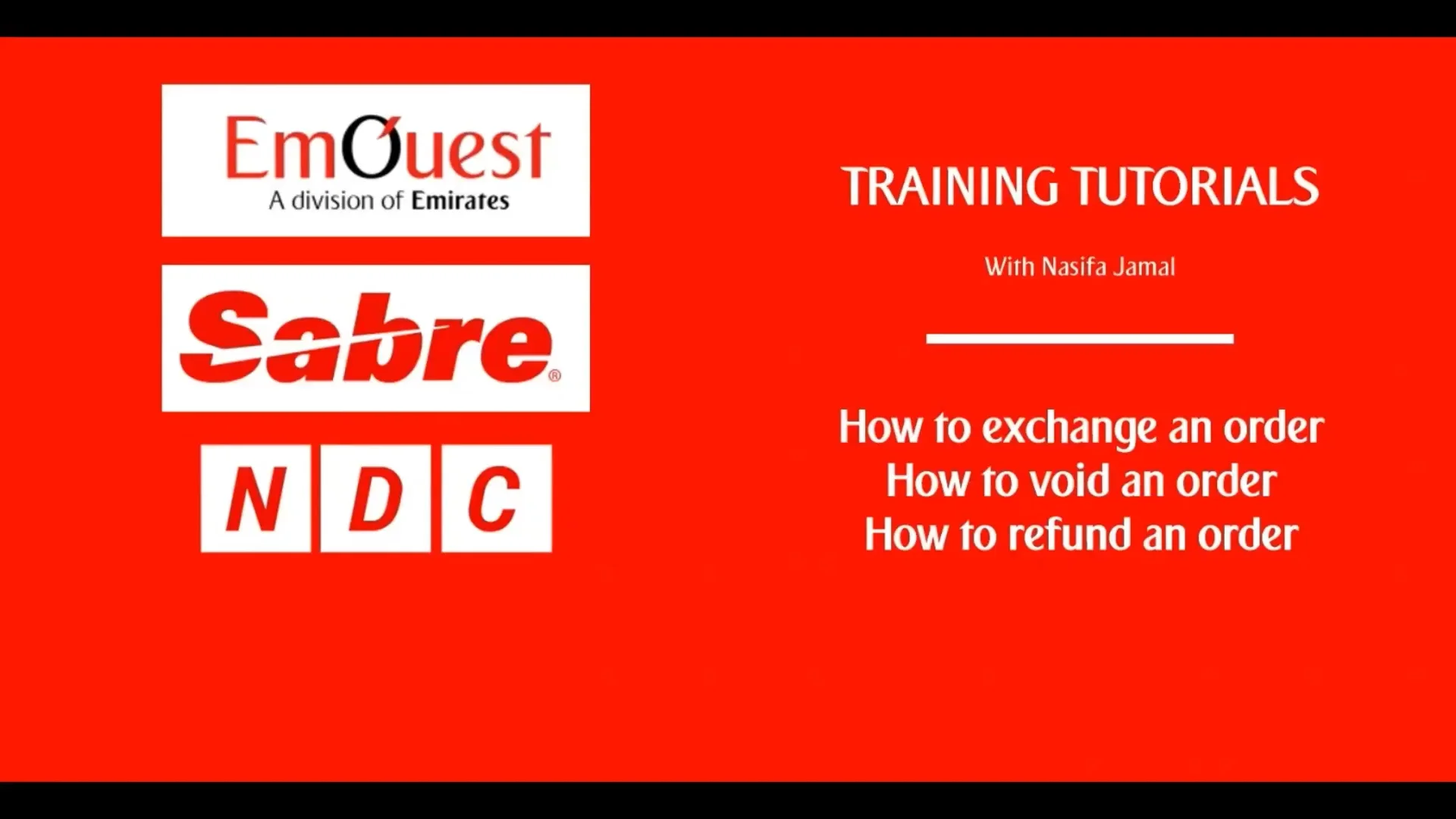 EmQuest Sabre Red 360 Tutorial on Exchange, Void and Refund for NDC on Vimeo